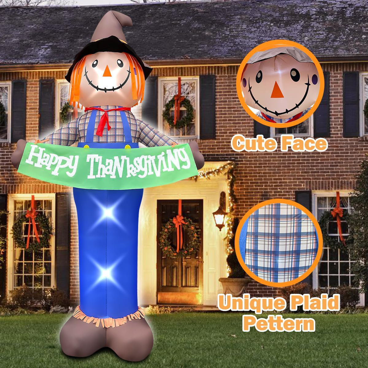 The Holiday Aisle® 10Ft Gaint Inflatable Thanksgiving Scarecrow With ...