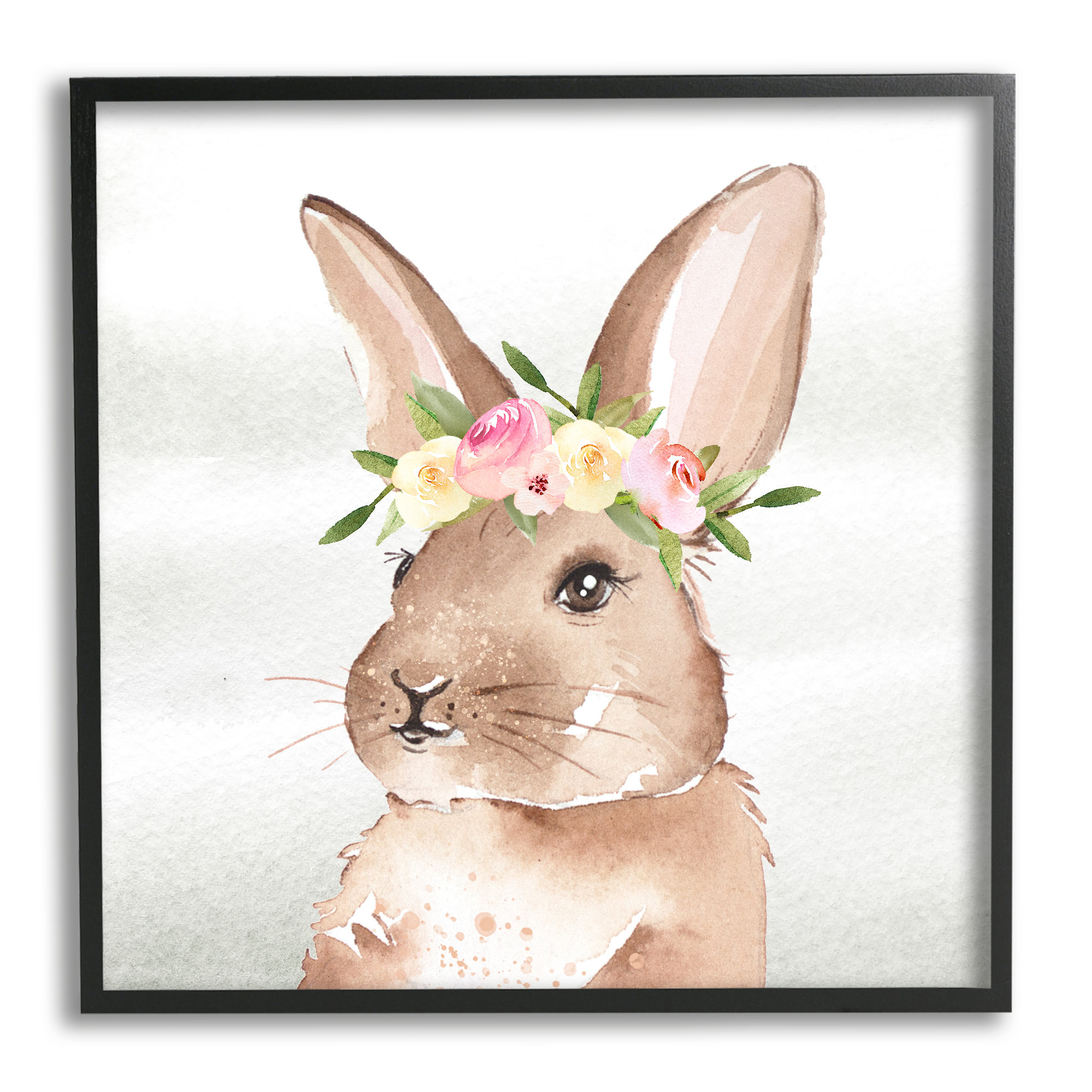 August Grove Bunny With Rose Garland Framed Giclee Art Design By Enya ...