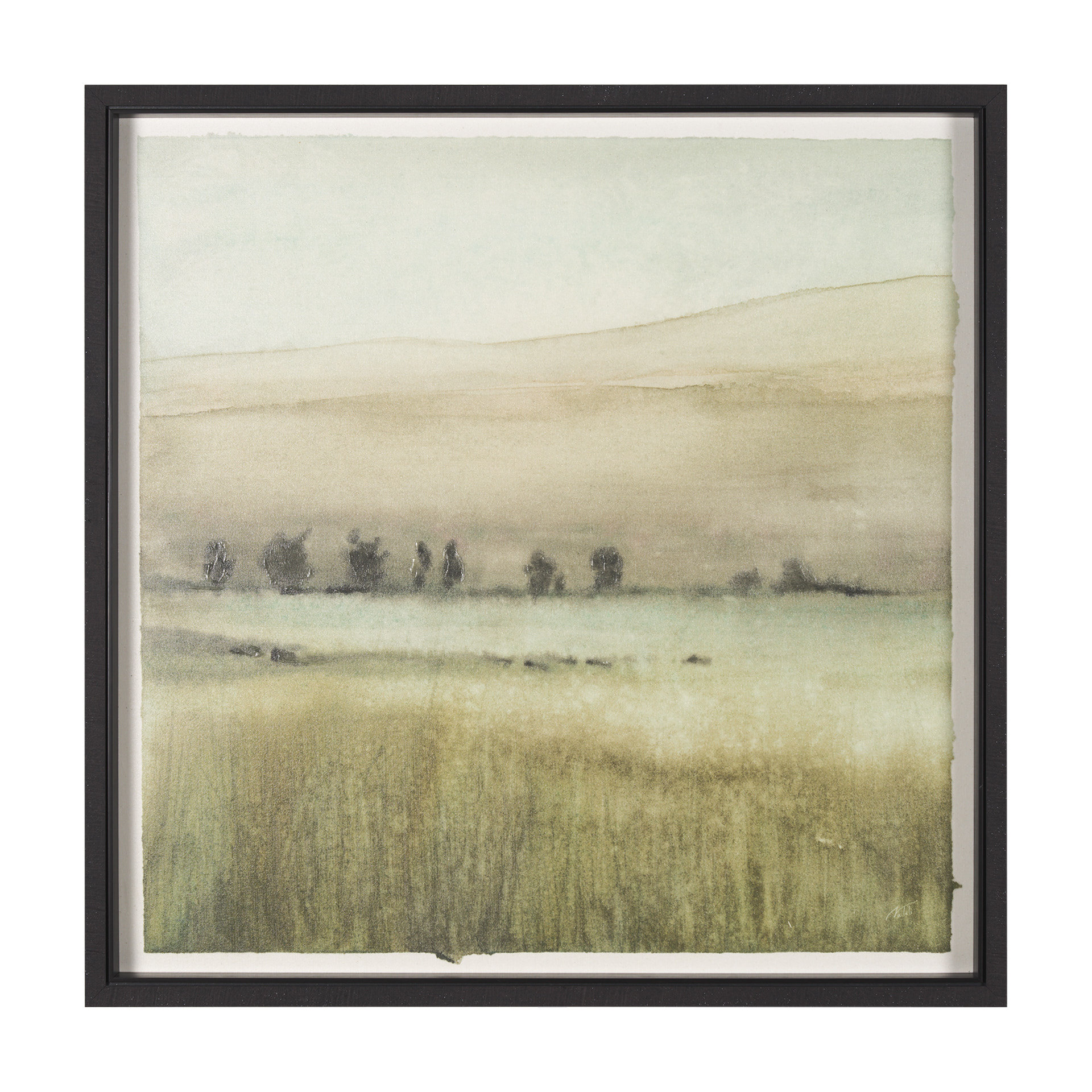 Joss & Main Kinlaw Fields II Hand Embellished Black Framed Watercolor Art Print On Paper Mounted ...
