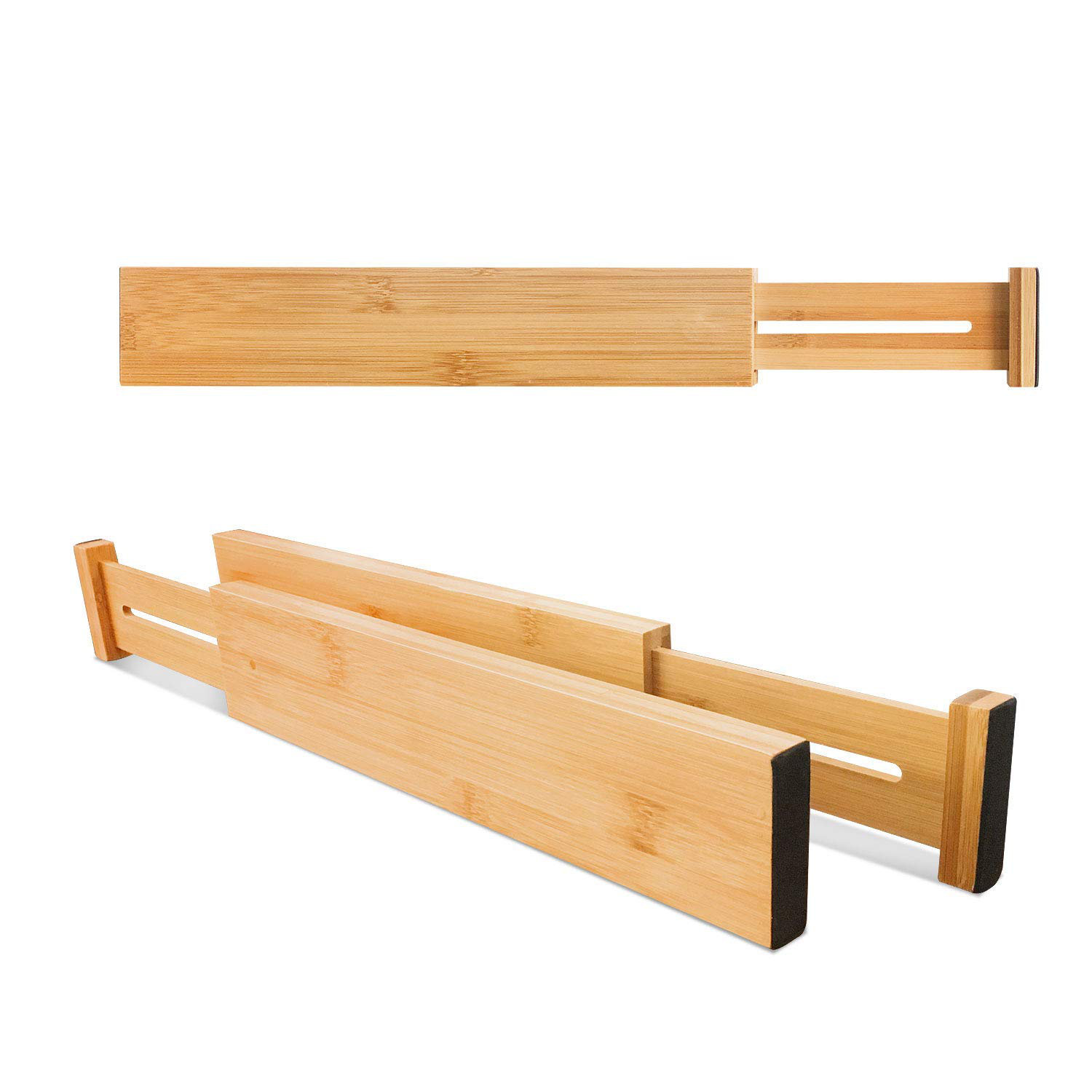 Rebrilliant Adjustable Bamboo Drawer Dividers, Expandable Drawer ...
