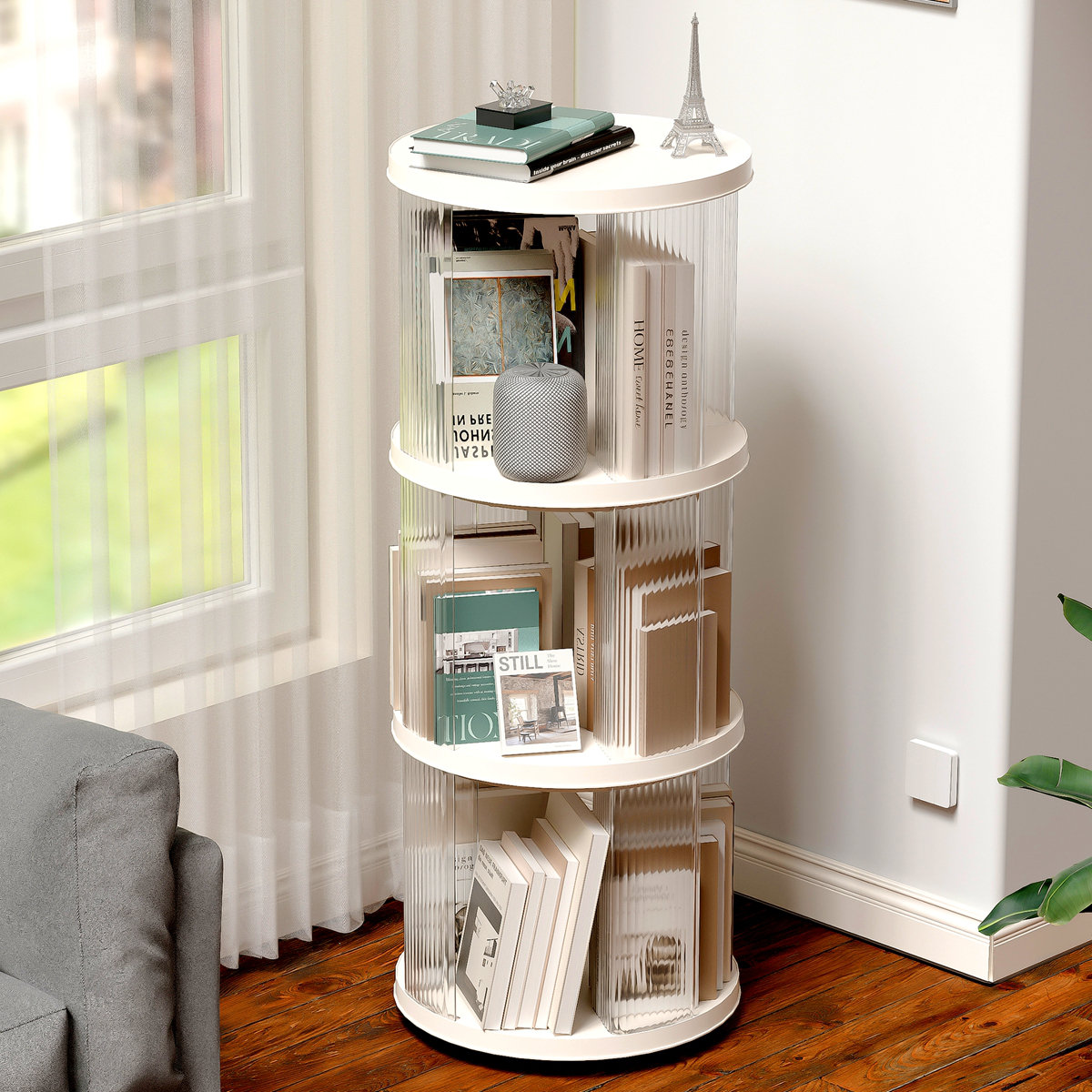 George Oliver 360° Rotating Bookshelf, Small Corner Bookcase With Small ...