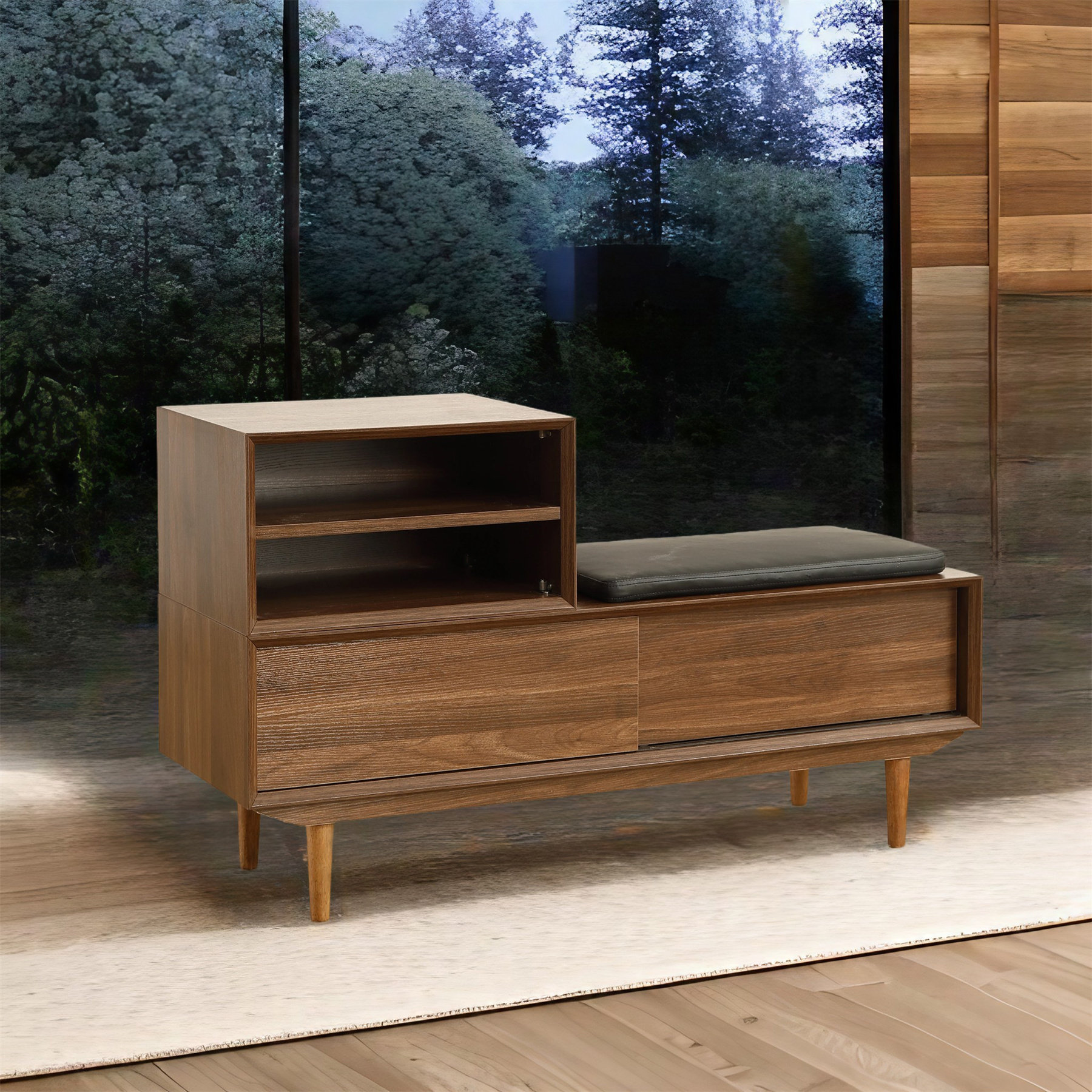 Hokku Designs 4 Pair Solid Wood Shoe Storage Bench | Wayfair