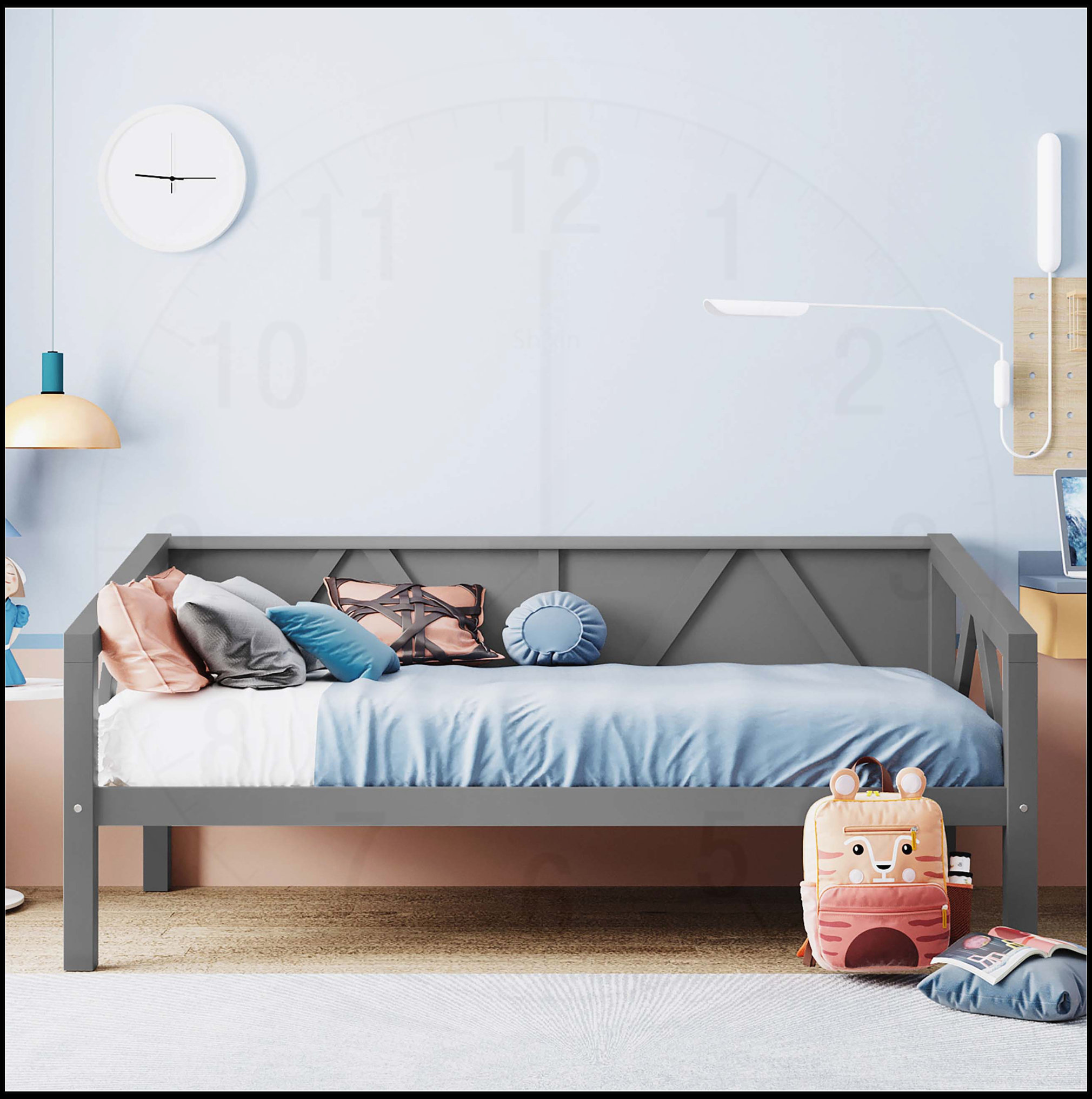 Gracie Oaks Twin Size Daybed with Espresso Finish, Durable Frame, and ...