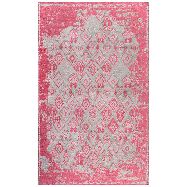 Bungalow Rose Alfa Rich Pink Gray Reversible Washable Cotton Area Rugs ...