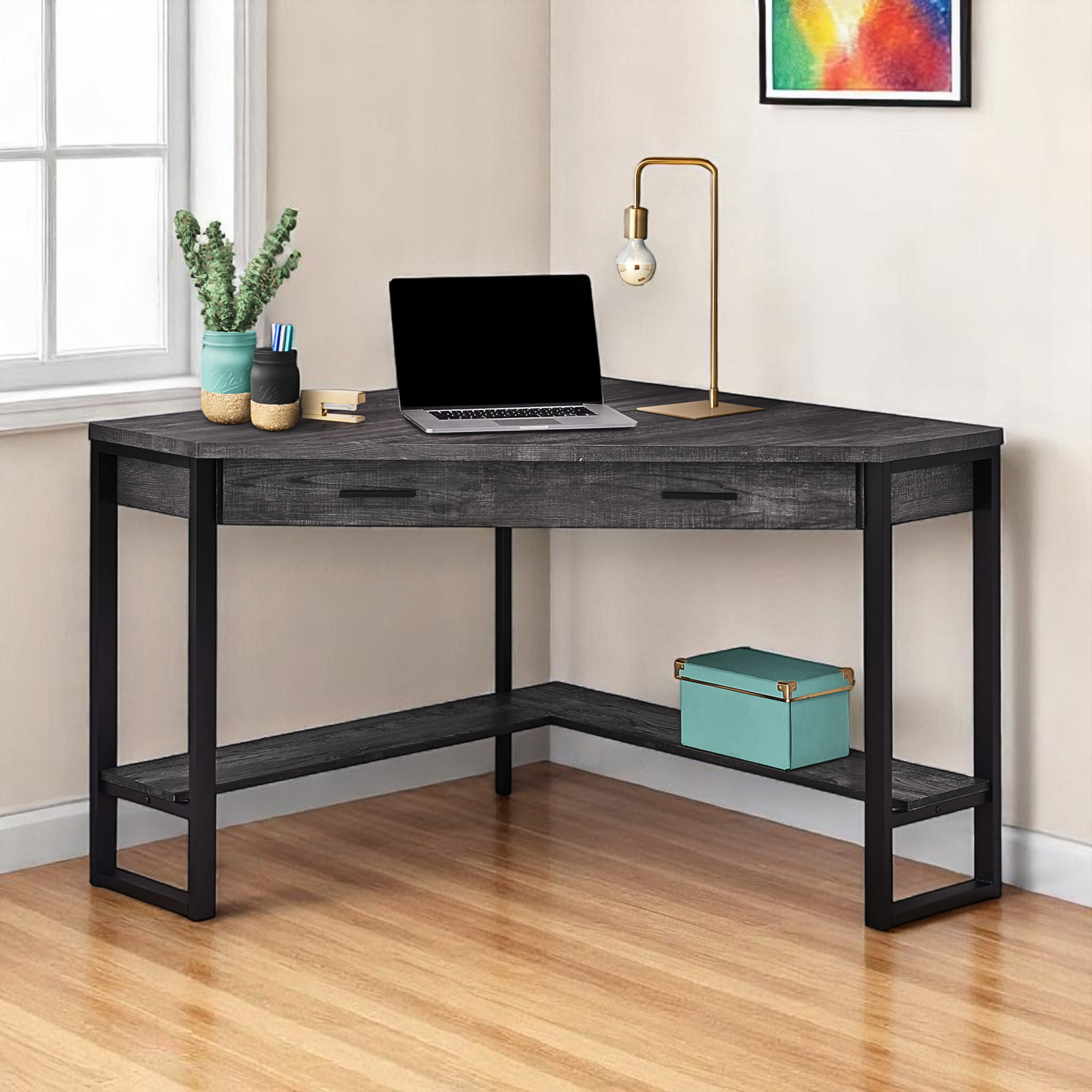 17 Stories Fernanda Computer Desk with Storage Drawers | Wayfair