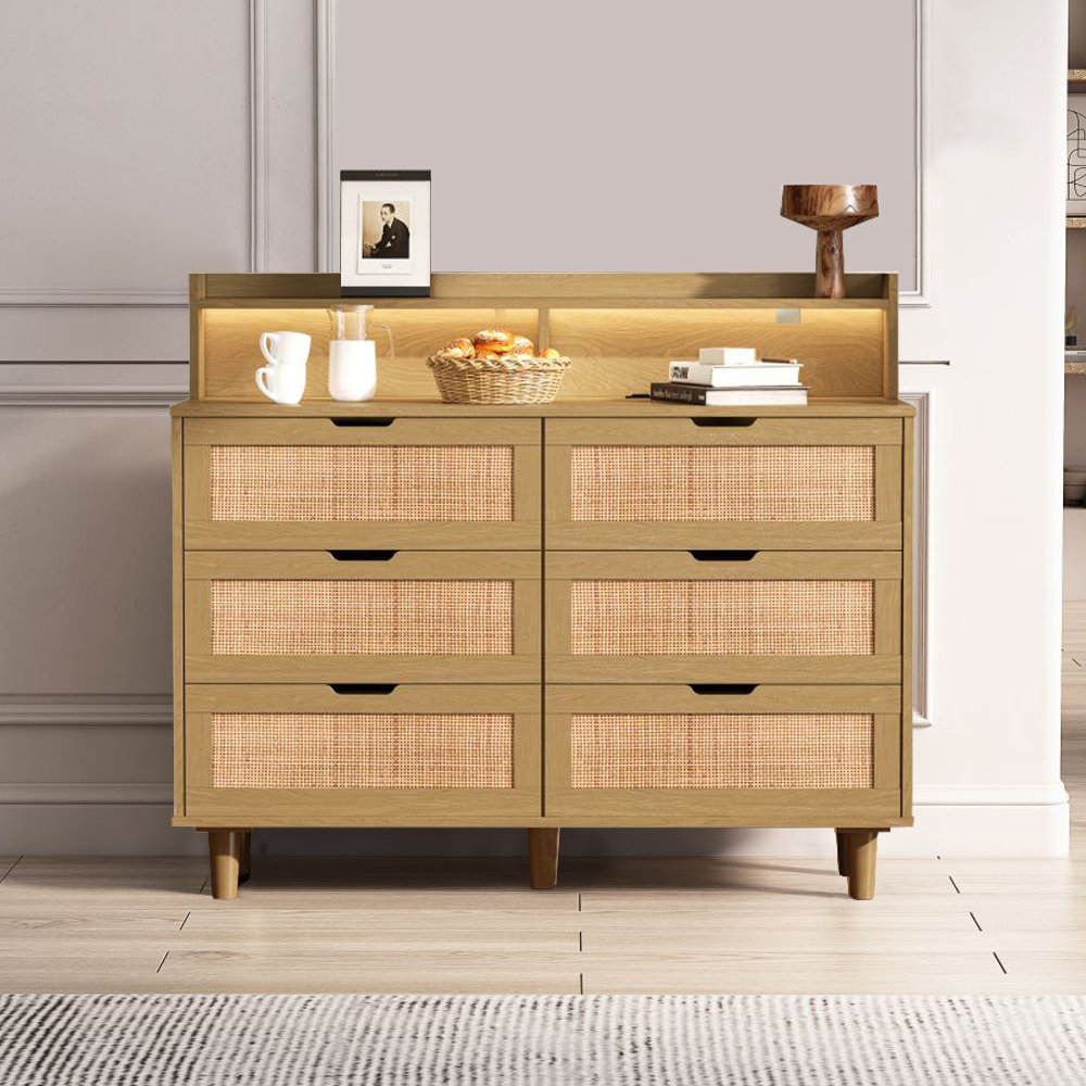 Bayou Breeze 43.31"6-drawers Rattan Storage Cabinet Rattan Drawer With ...