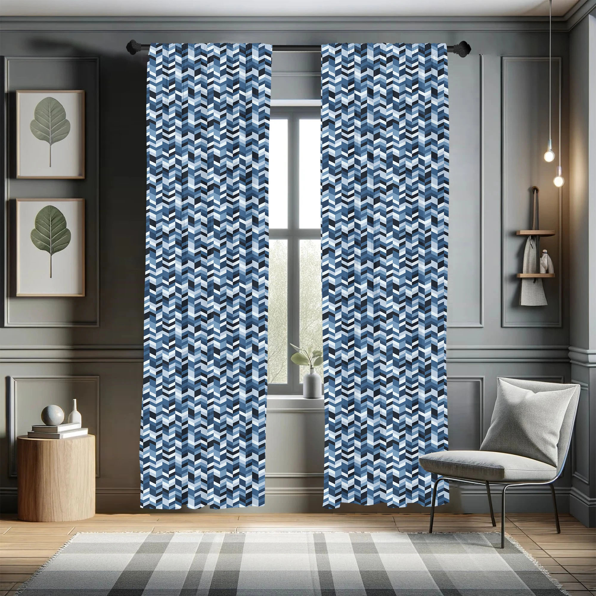 East Urban Home Herringbone Semi-Sheer Rod Pocket Sliding Panel | Wayfair