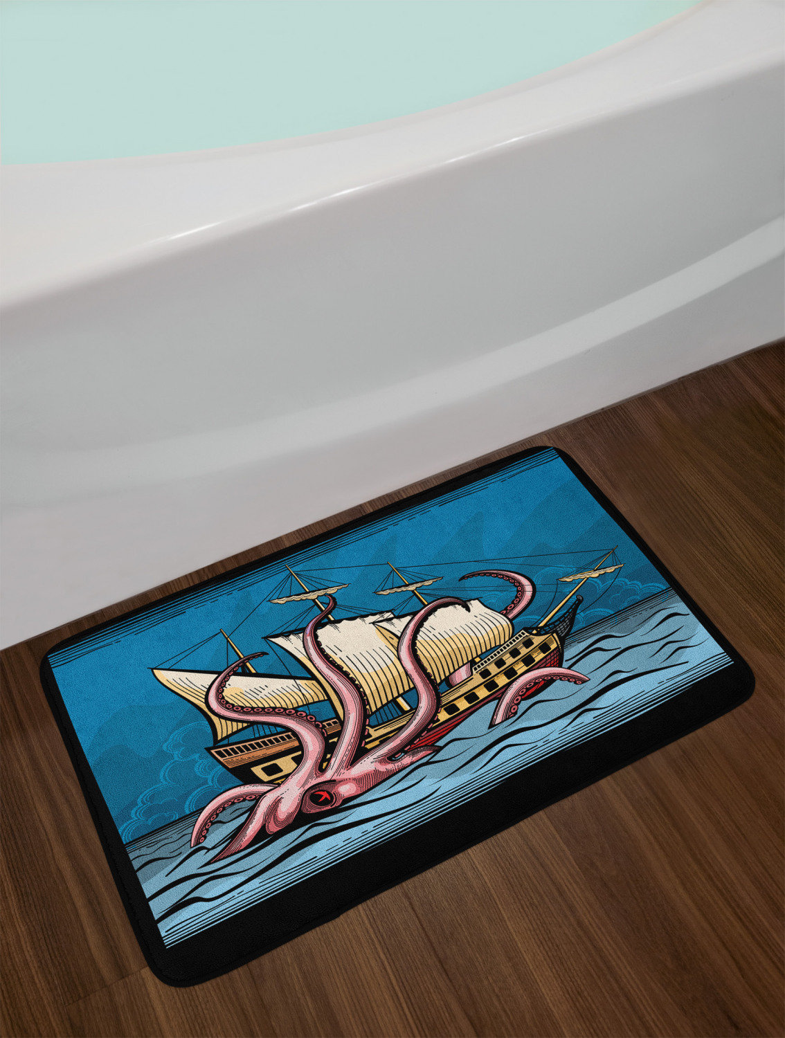 East Urban Home Kraken Sailing Pirate Ship with Squid Sea Monster ...