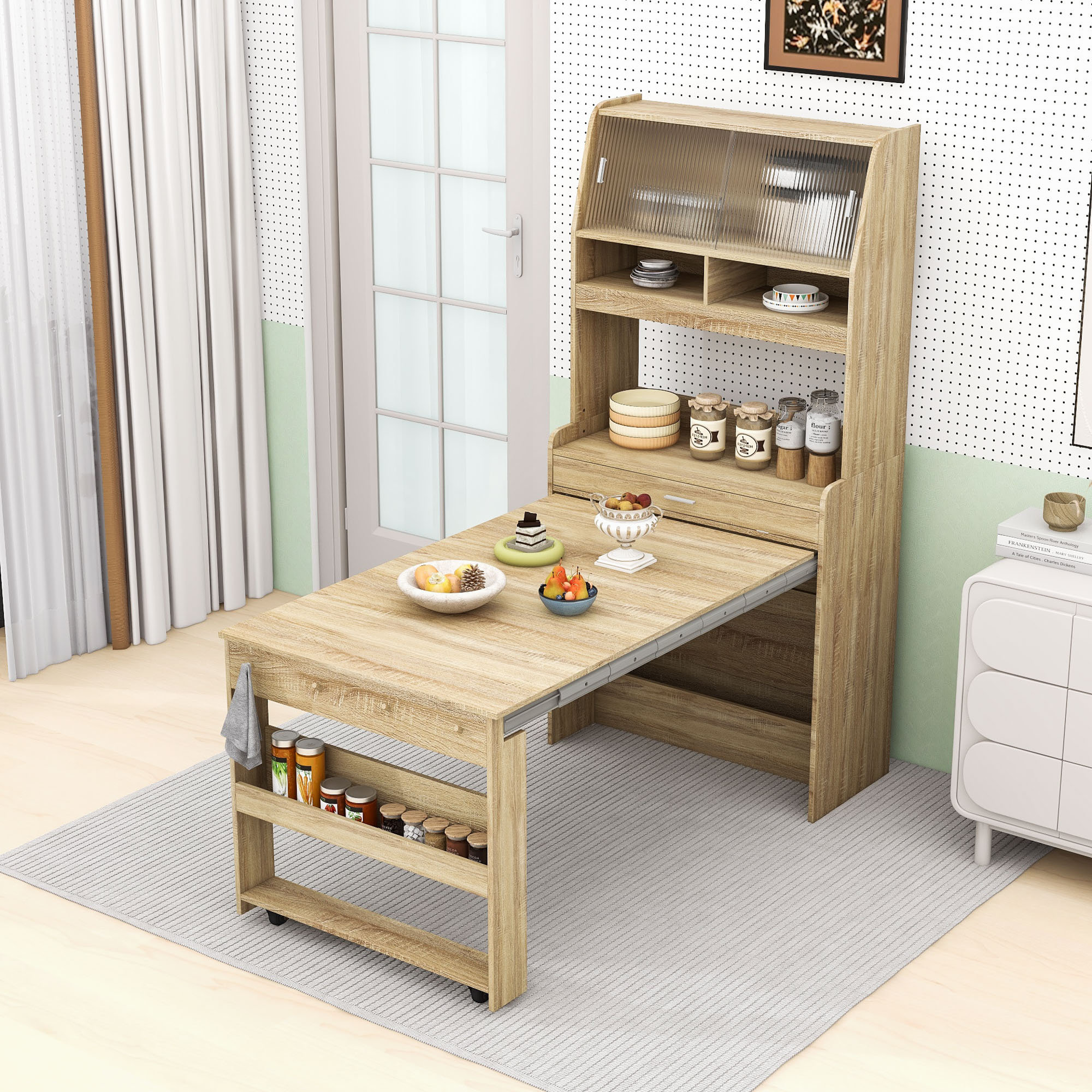 Latitude Run® Dining Table with Storage Shelf and Side Hooks | Wayfair