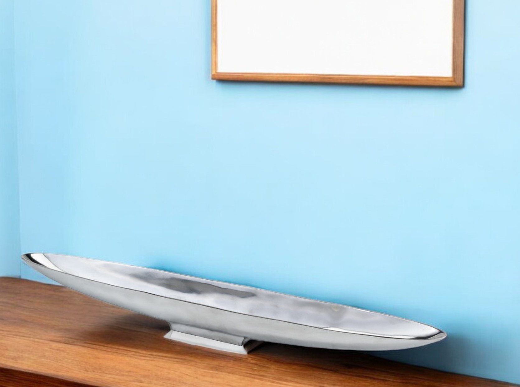 Williston Forge 47" Contempo Shiny Silver Extra Large Long Boat Tray ...
