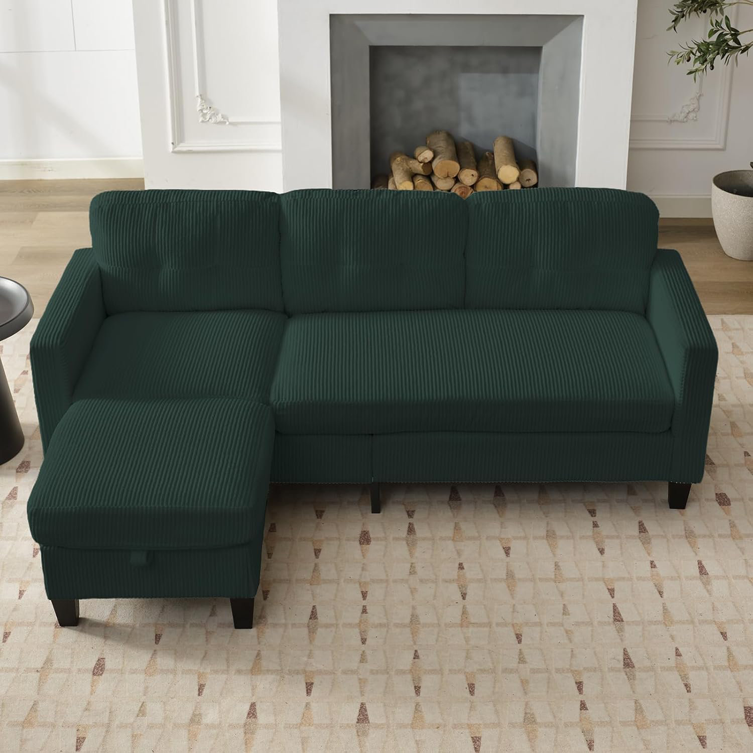 George Oliver 76'' L Shaped Sofa Couch, 3-seater Corduroy Sectional ...