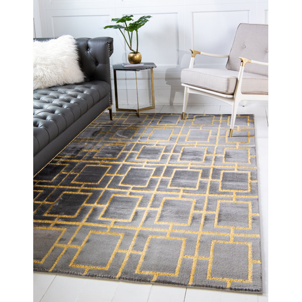 MarilynMonroe Glam Geometric Gray/Gold Area Rug & Reviews | Wayfair