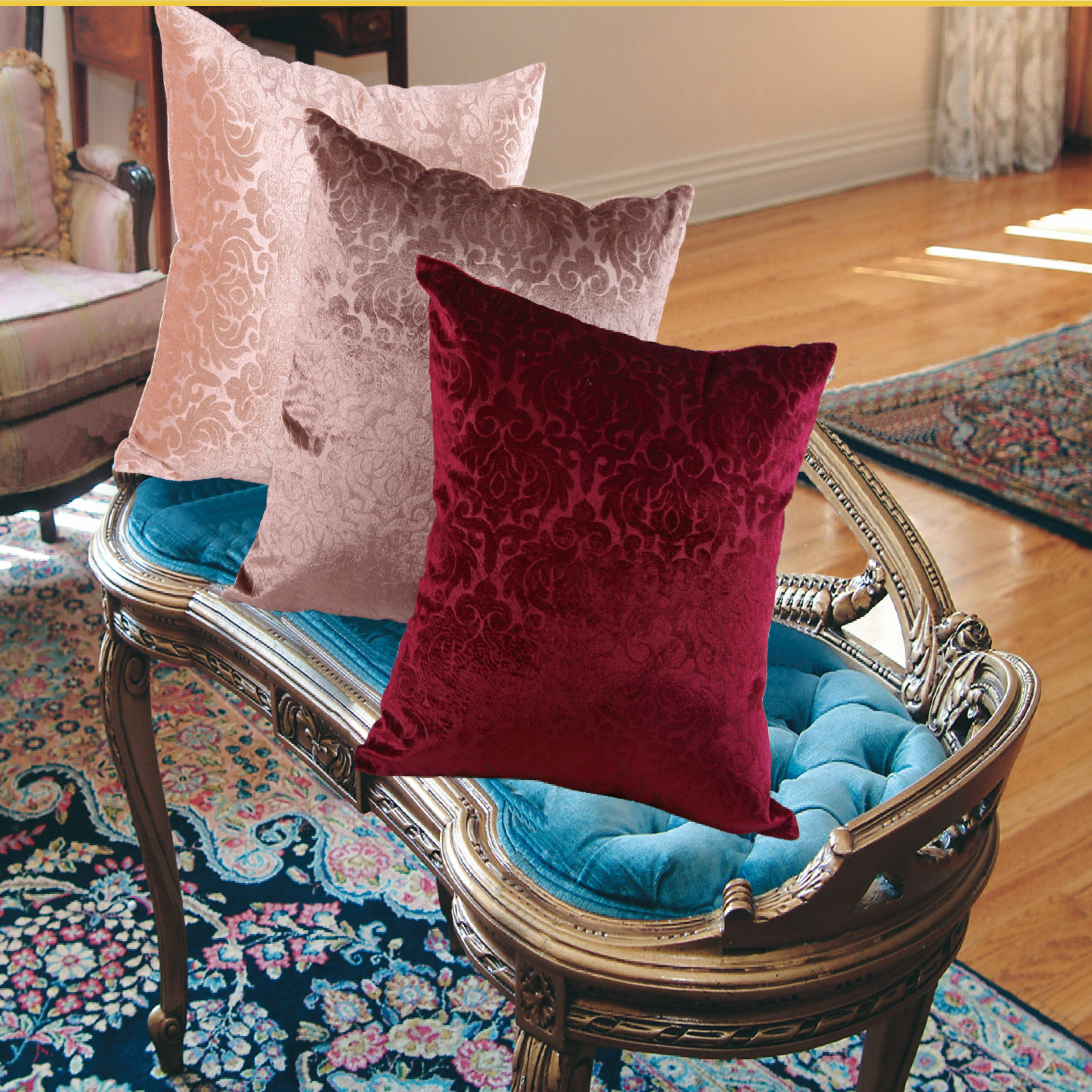 Violet Linen Classic Damask Design Jacquard Decorative Pillow Cover ...