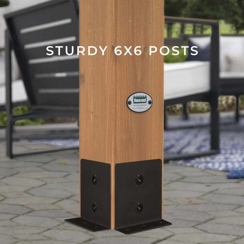 Backyard Discovery Beaumont 14' x 12' Cedar Wood Outdoor Patio Pergola ...