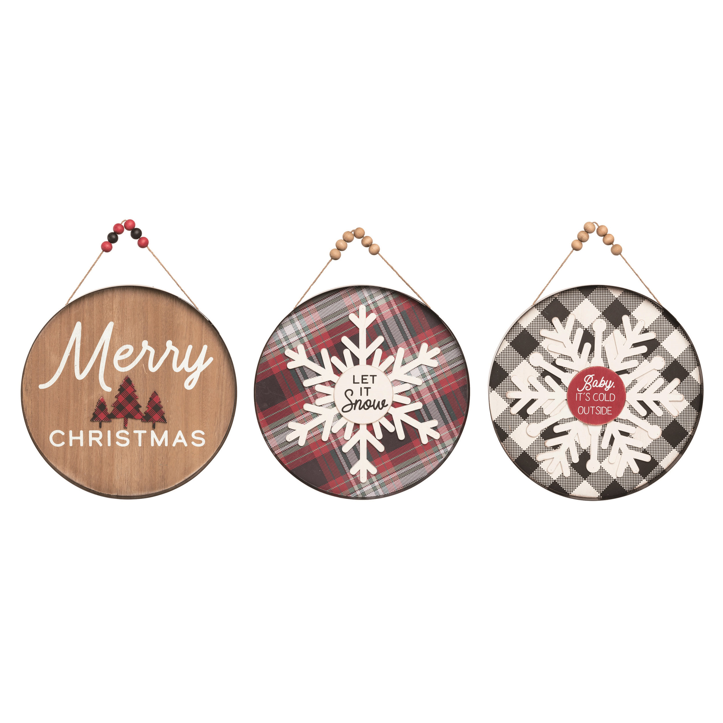 The Holiday Aisle® MDF Festive Door Sign Set of 3 Christmas Home ...