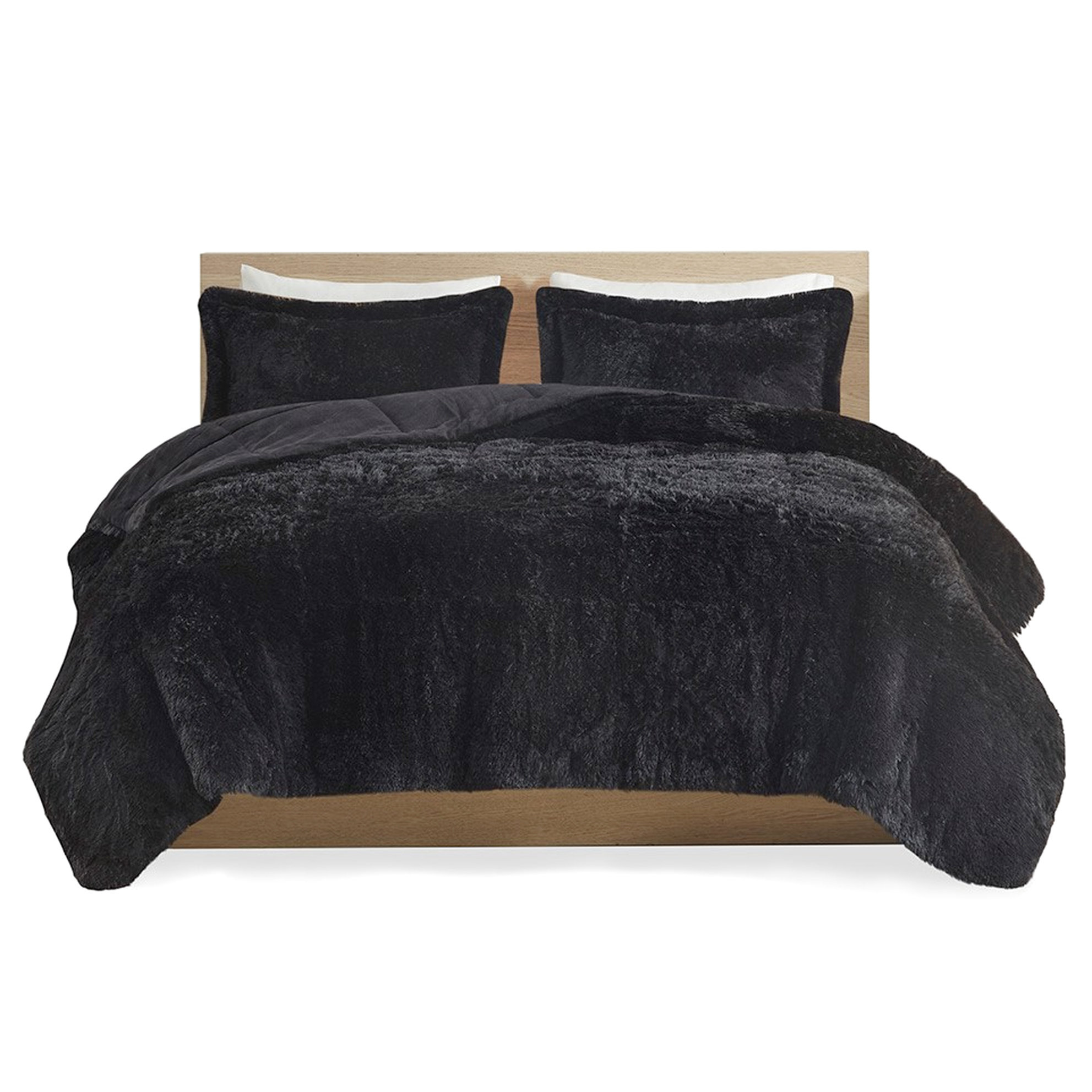 Kivaritio King/ King Shaggy Long Fur Comforter Mini - Black , Soft And ...