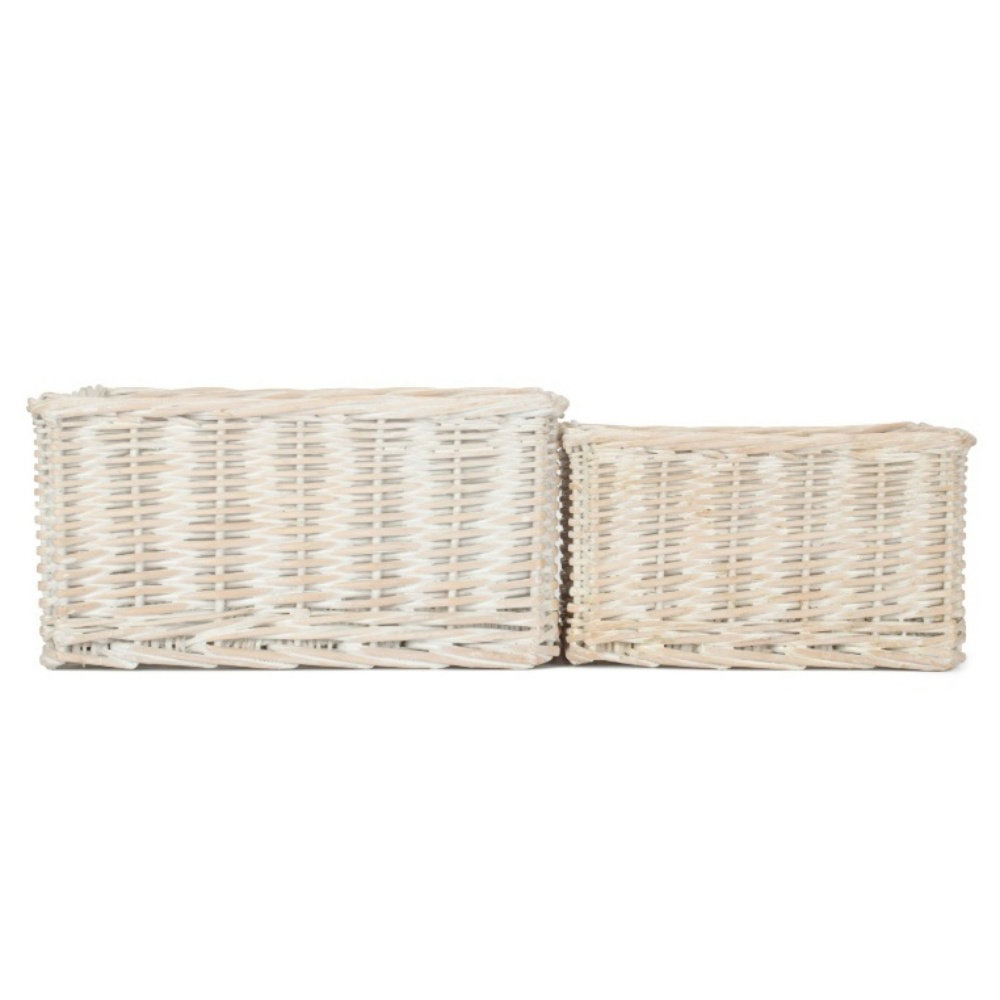 House of Hampton Set of 2 White Wash Willow Trays | Wayfair.co.uk