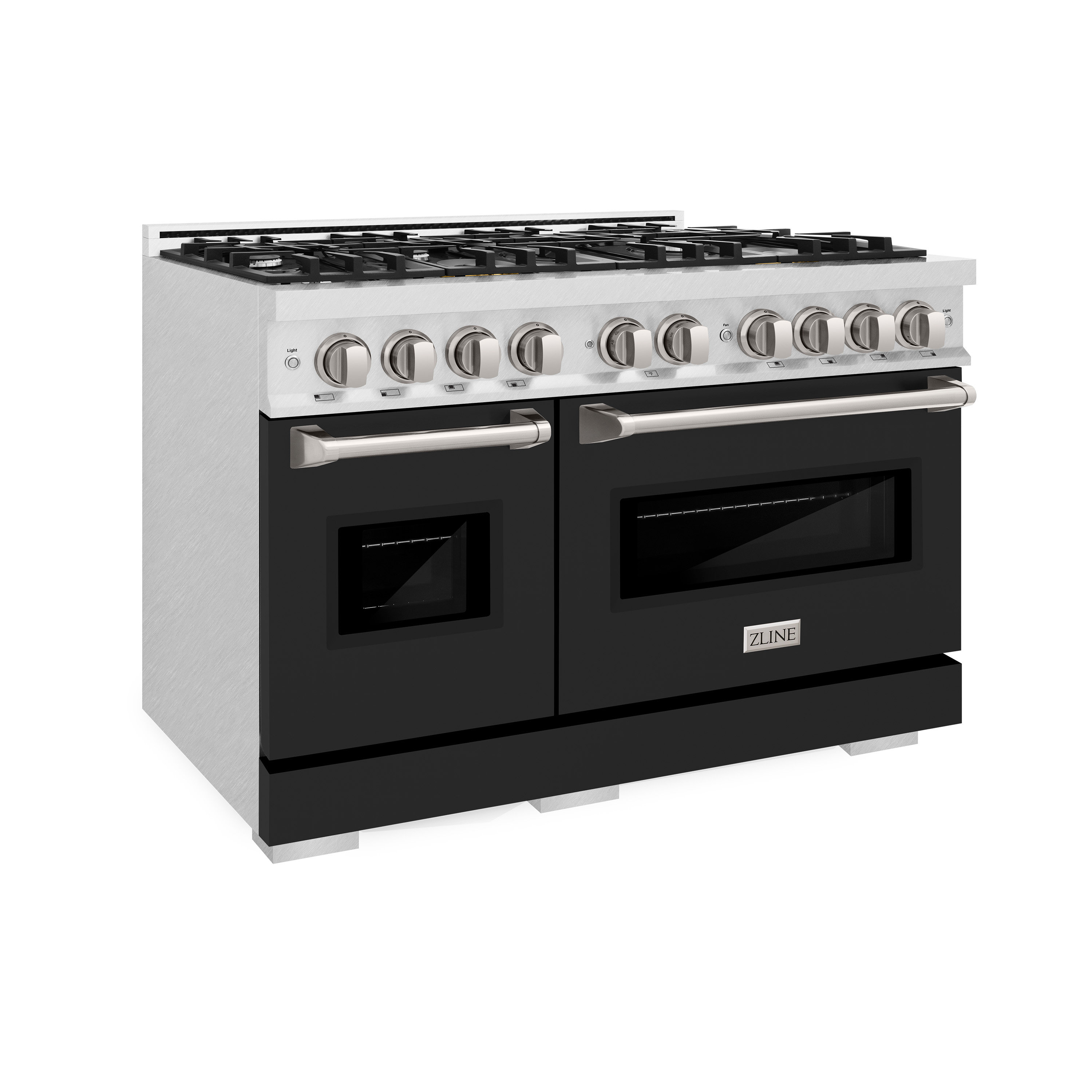 ZLINE 48 in. Classic Dual Fuel Satin Steel Range w/ 8 Burner Cooktop ...