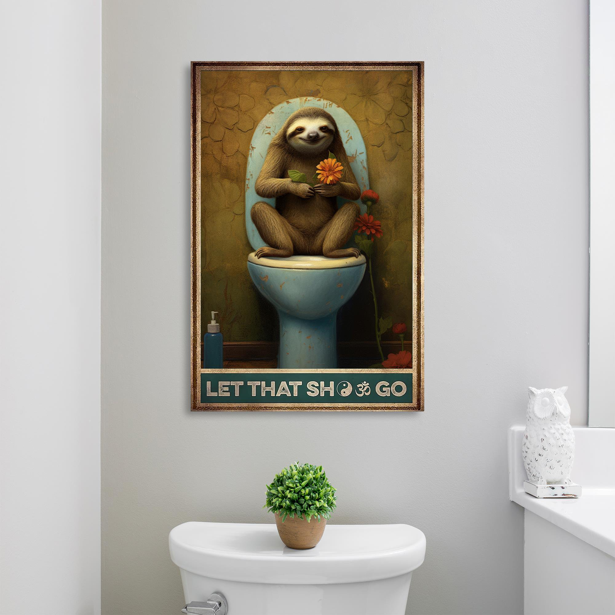 Trinx Sloth Toilet Let That Shoo Go - 1 Piece Rectangle Graphic Art ...