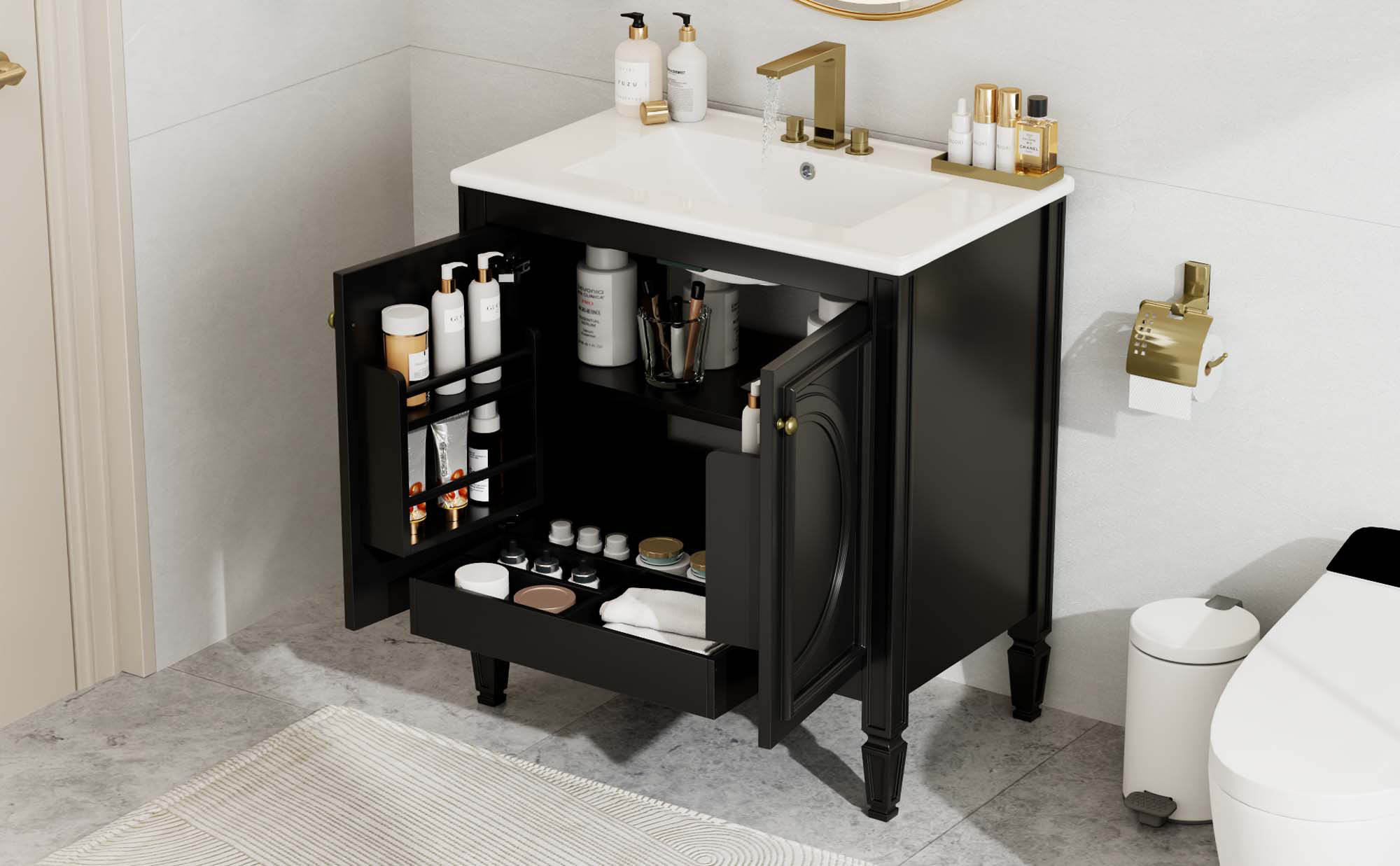 Fleur De Lis Living 30" Bathroom Vanity With Sink, Two Doors With Shelf ...