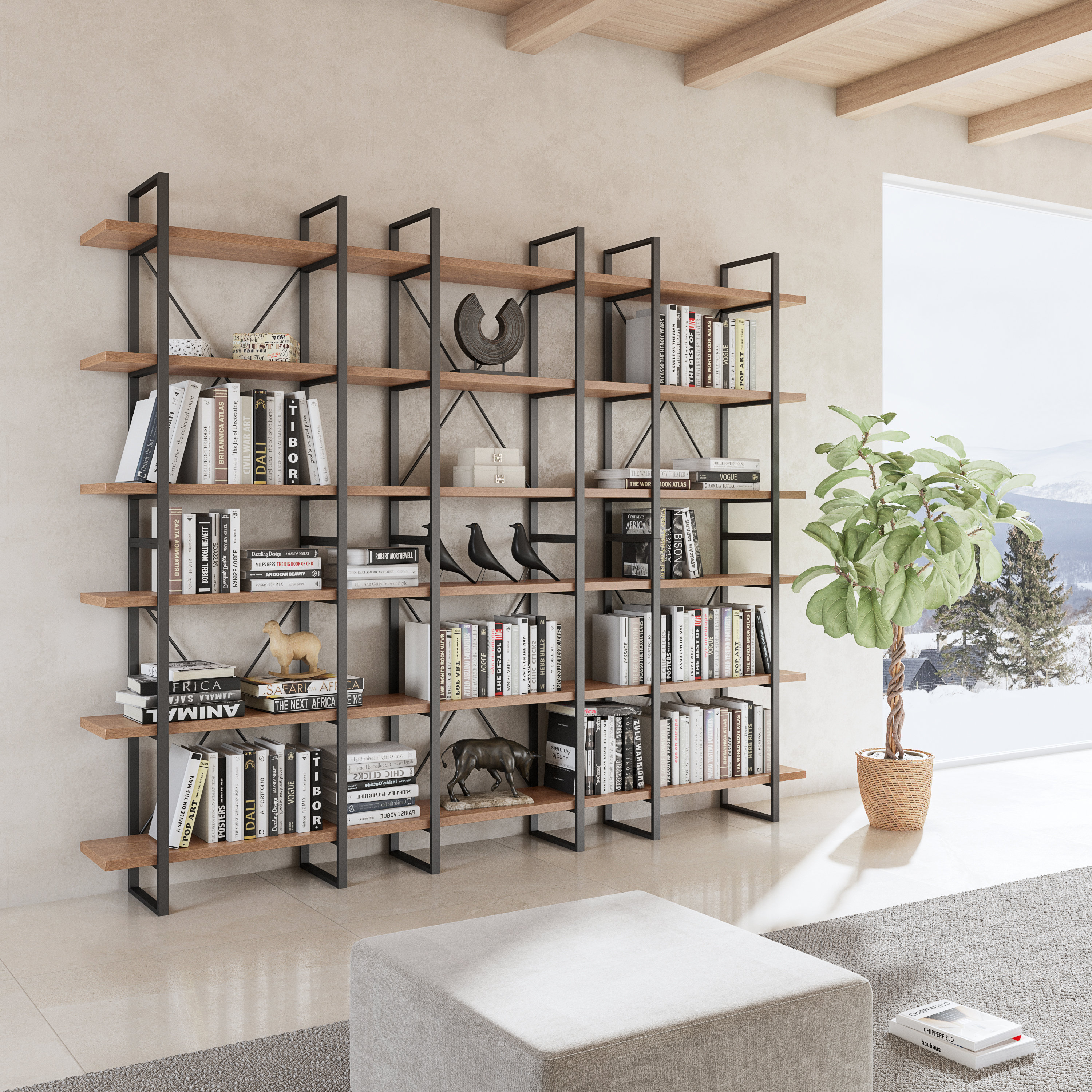 17 Stories Stuthi 86" H x 106" W Library Bookcase | Wayfair