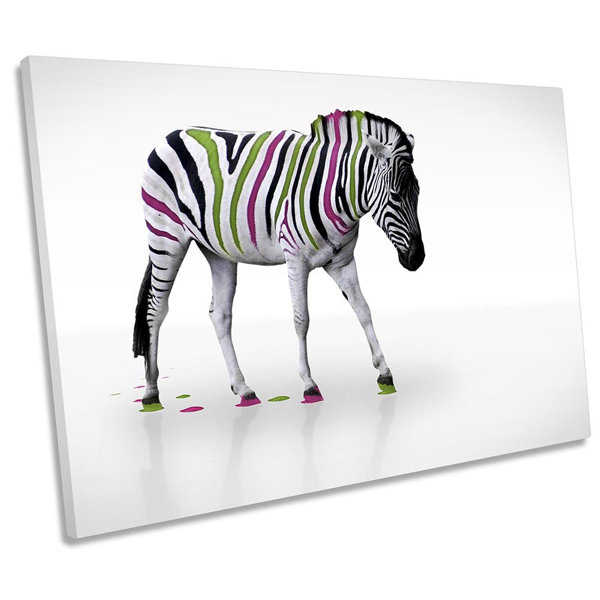 Ebern Designs Zebra Multi Coloured Stripes - Wrapped Canvas Art Prints ...