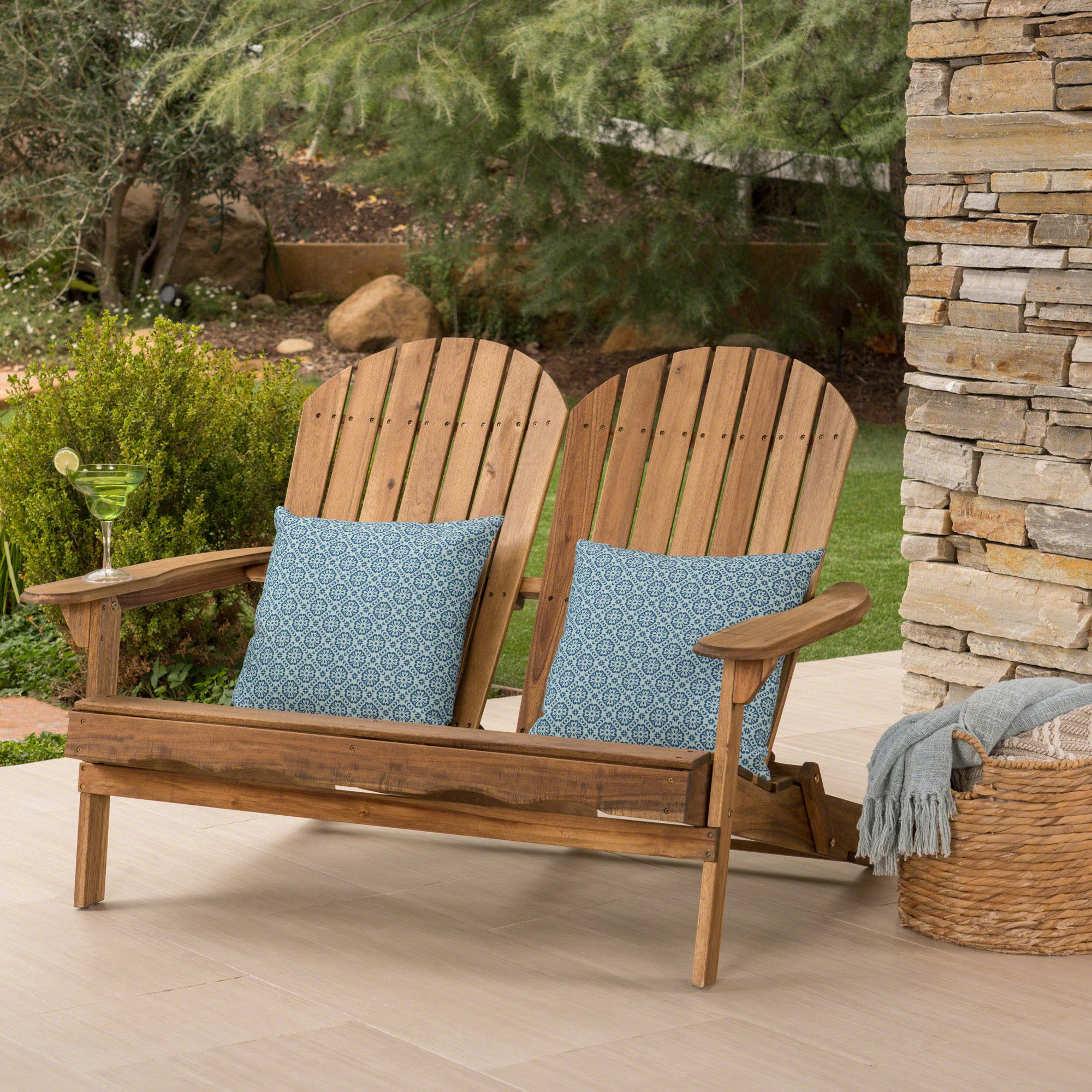 Rosecliff Heights MALIBU WOOD ADIRONDACK LOVESEAT DOUBLE CHAIR FOR ...