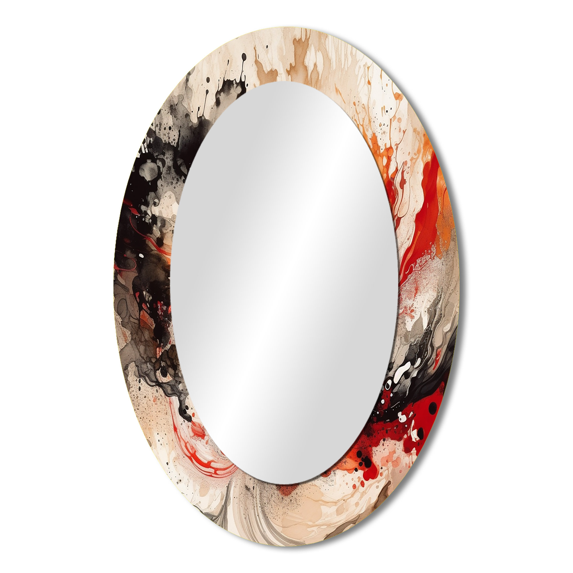 Dakota Fields Red Black Chromatic Agate II - Large Oval Wall Mirror On ...