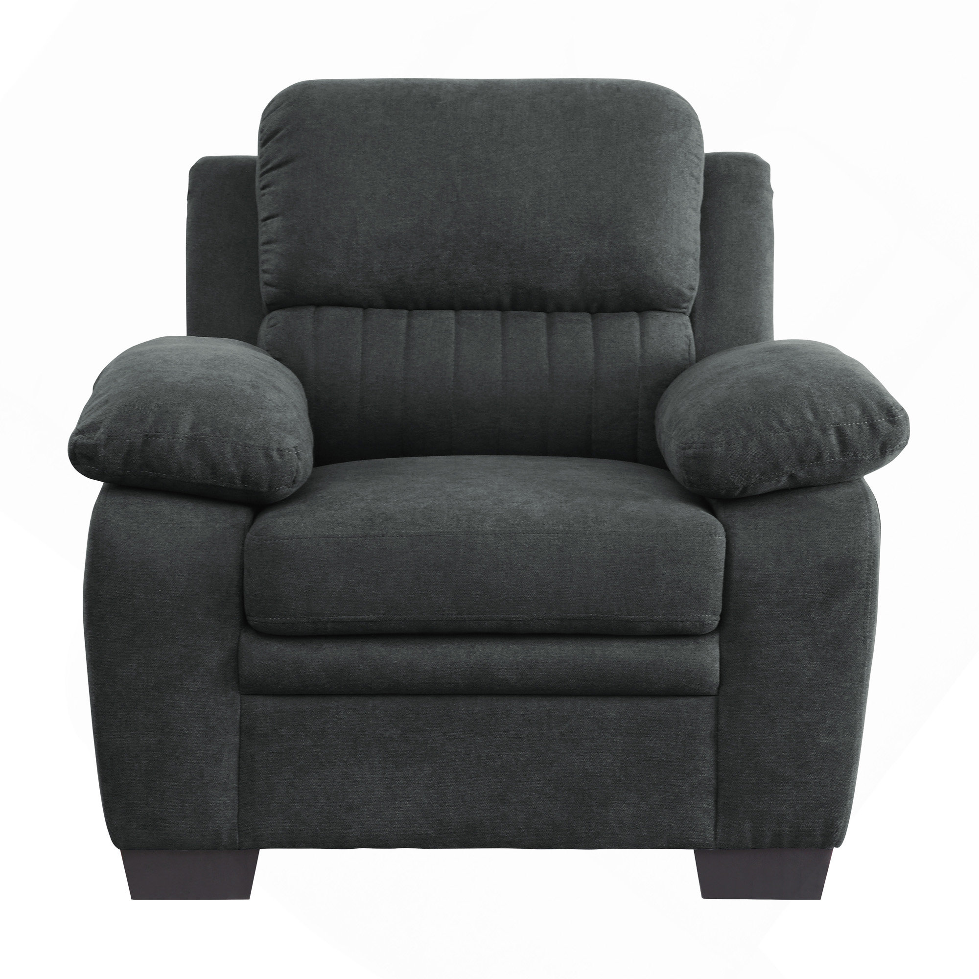 Latitude Run® Plush Seating Chair 1Pc Dark Gray Textured Fabric Channel ...