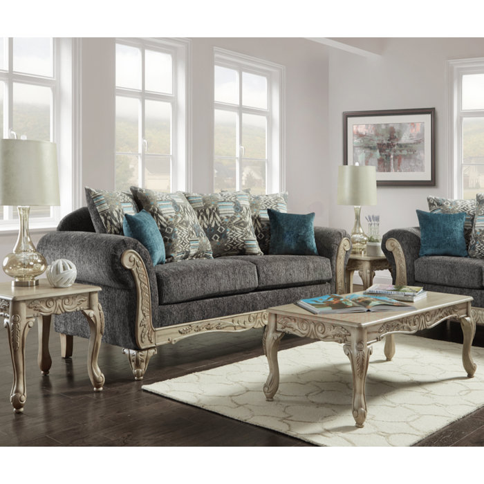 House of Hampton® Irsad Carved Wood Traditional Sofa | Wayfair