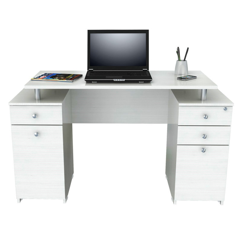 Latitude Run® Santoro 51" White Computer Desk With Five Drawers ...