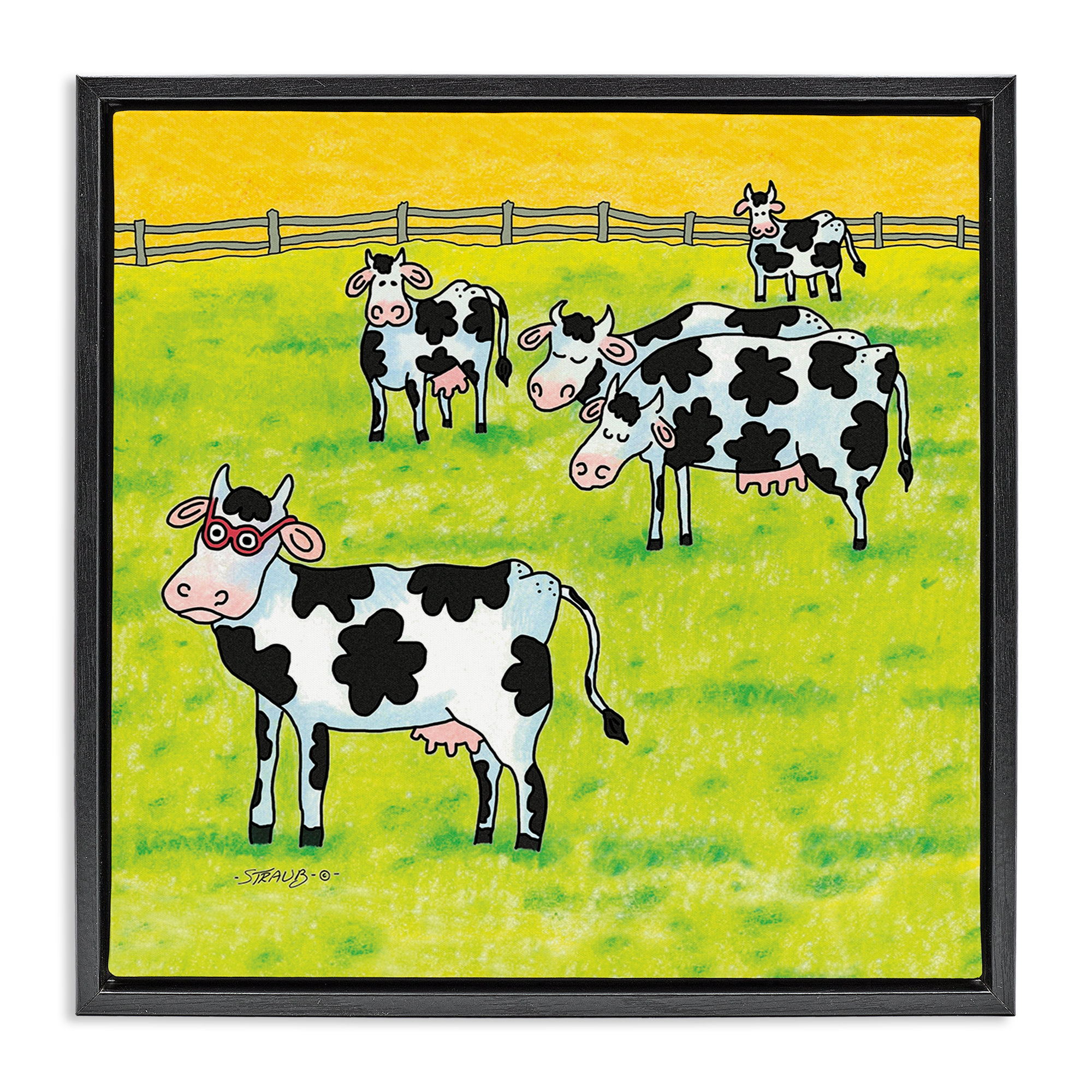 Ophelia & Co. Funny Cow Herd with Specs Floating Frame, design by Roger ...
