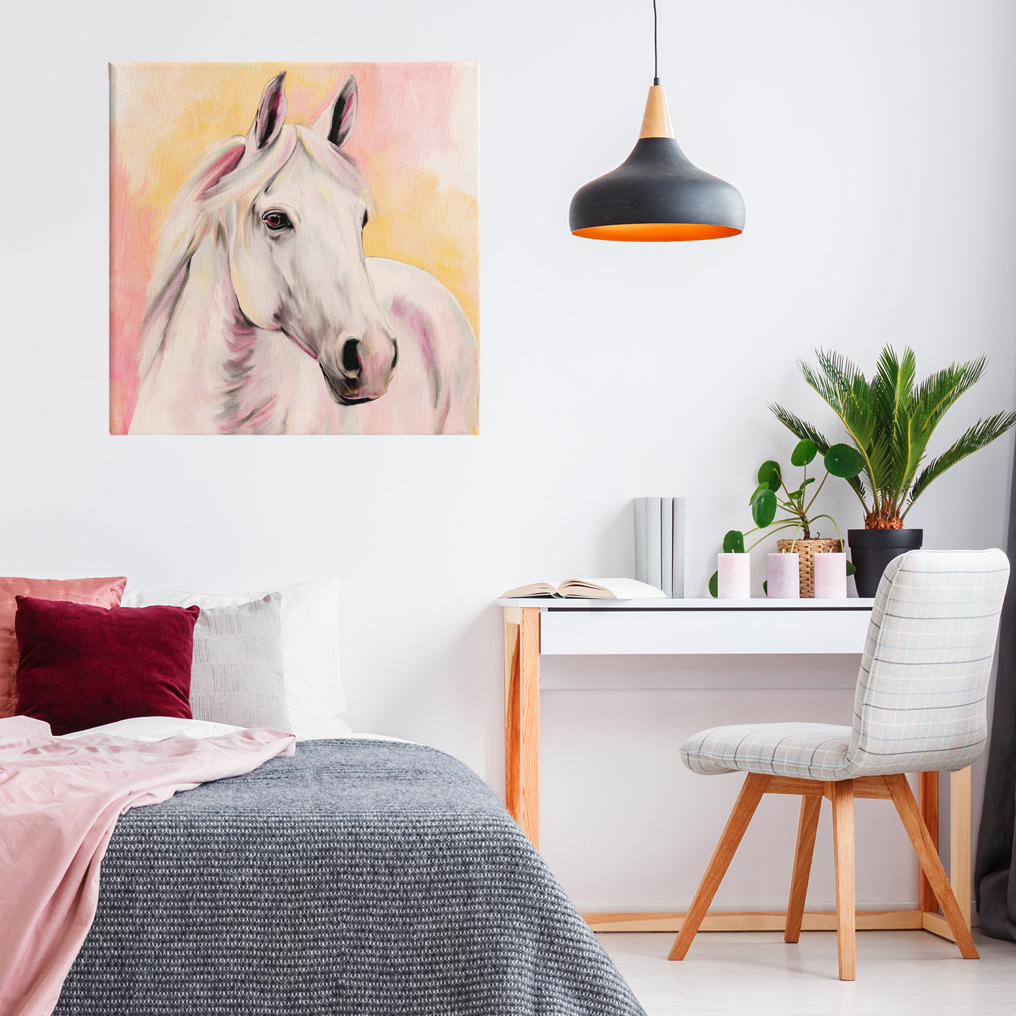 Winston Porter Sunset White Horse Canvas, design by Kim Allen | Wayfair