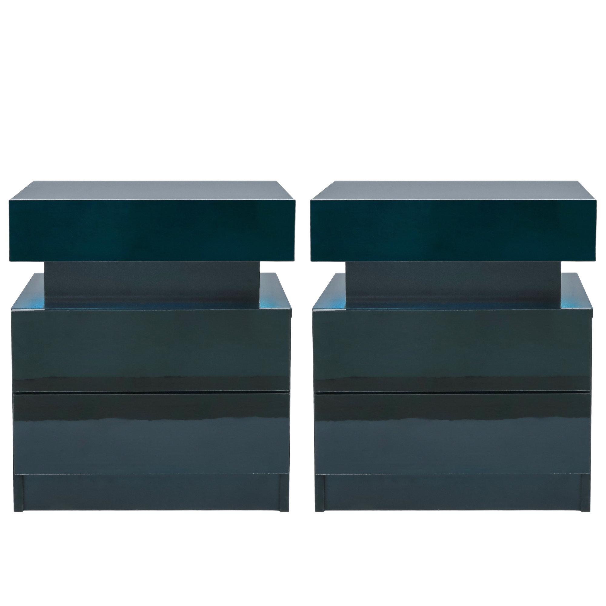 Latitude Run® LED Nightstand Modern Led Lights Solid Wood Bedside Table ...