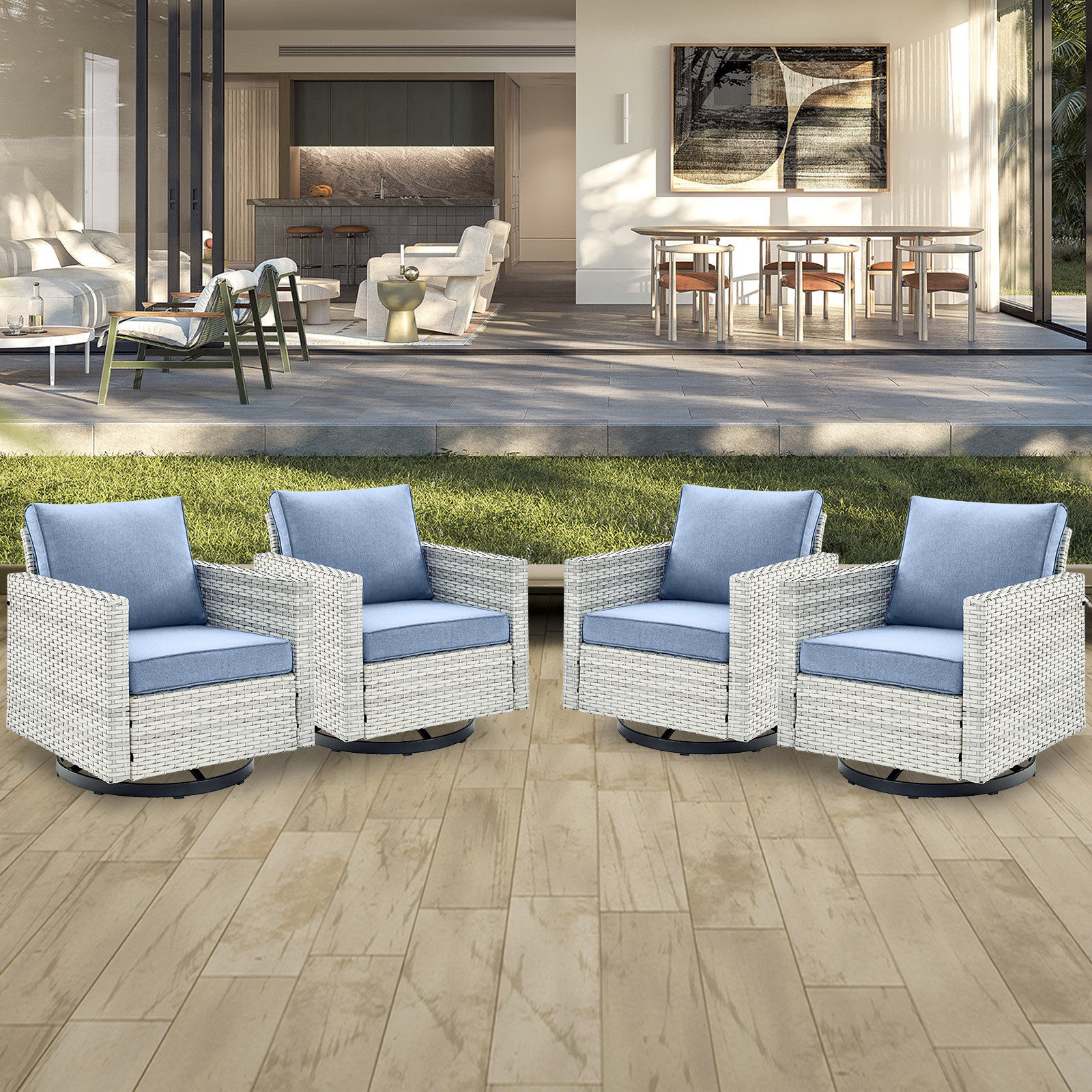 Latitude Run® Ingvald Swivel Patio Chairs with Cushions & Reviews | Wayfair