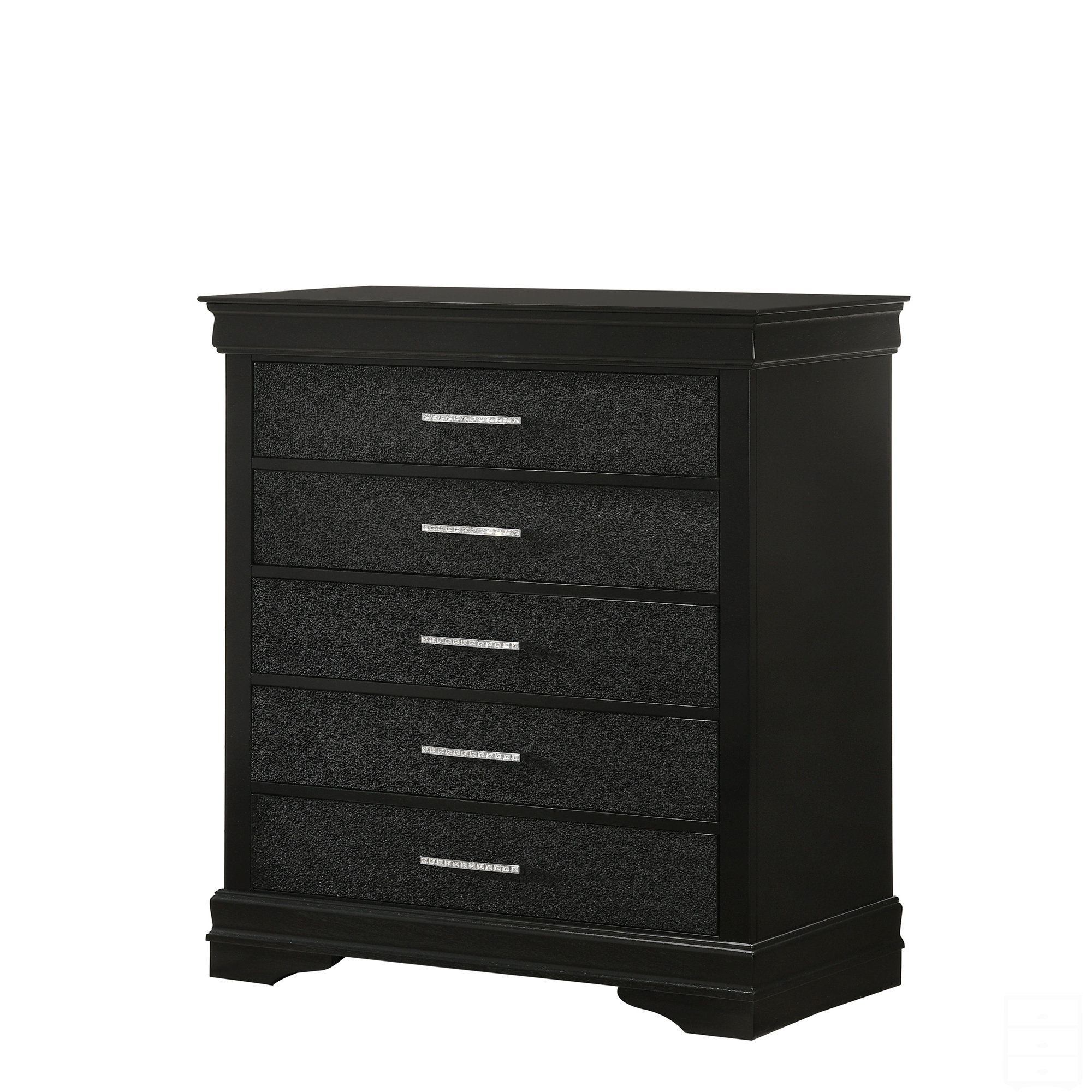 Mercer41 5-Drawer Tall Chest Modern 1Pc Black Finish Solid Wood Wooden ...