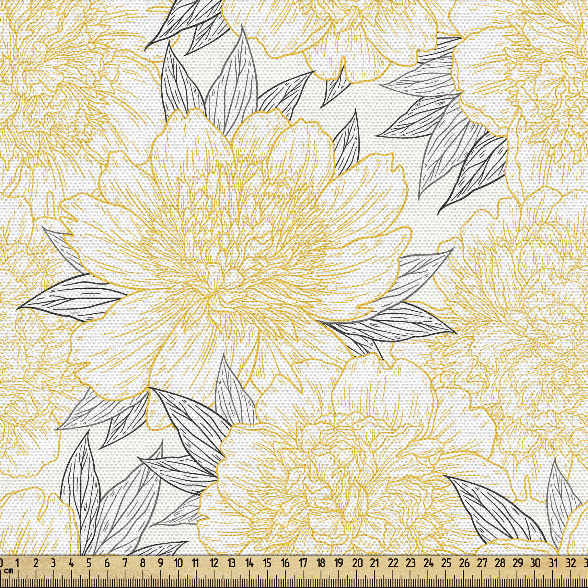 East Urban Home Tissu floral au bord de la cour, croquis détaillé de ...