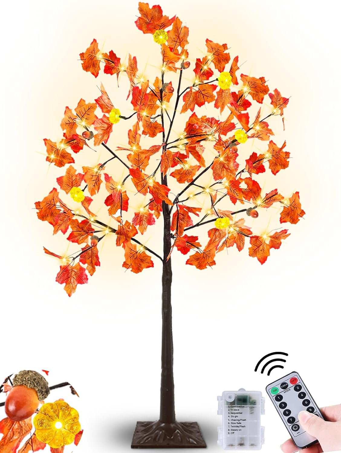 The Holiday Aisle® 4 Ft Prelit Lighted Fall Maples Tree Thanksgiving ...