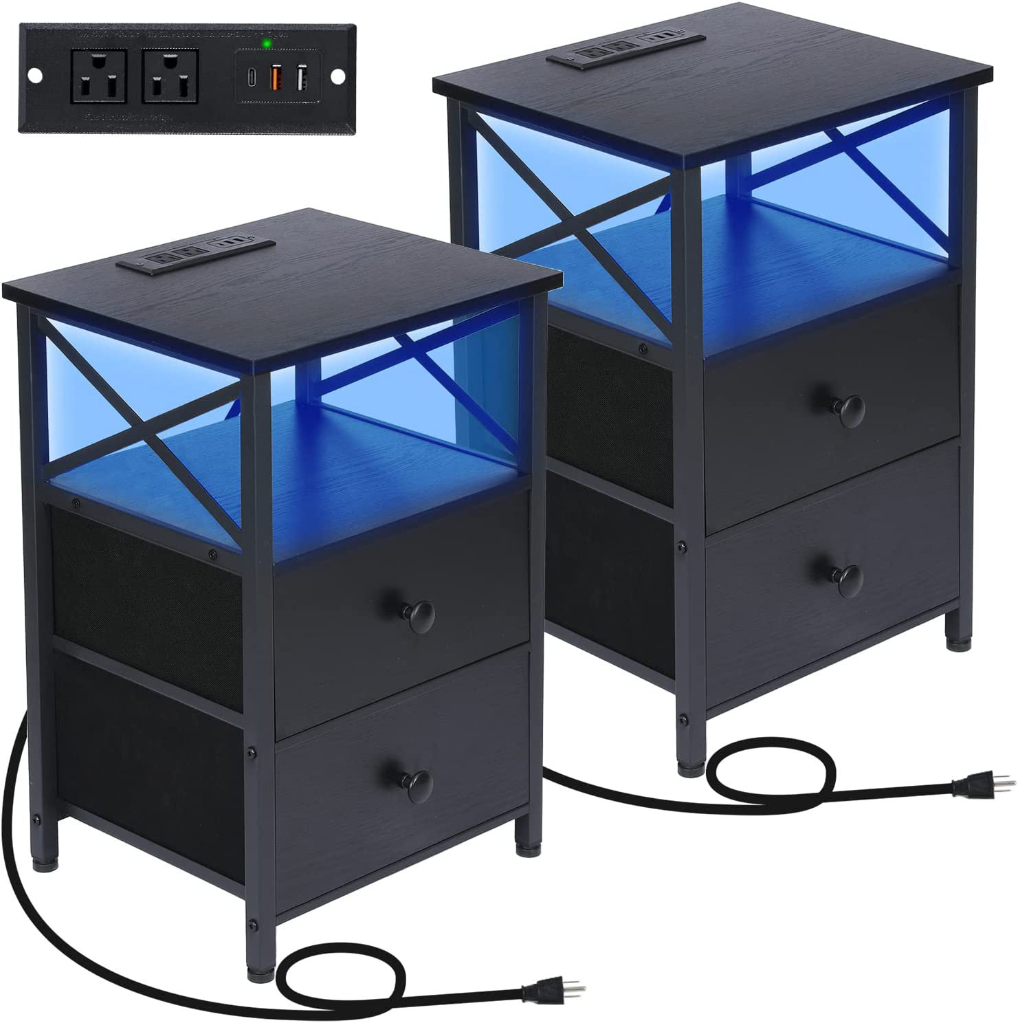 Latitude Run® 2 - Drawer Solid Wood Nightstand in Black - Wayfair Canada