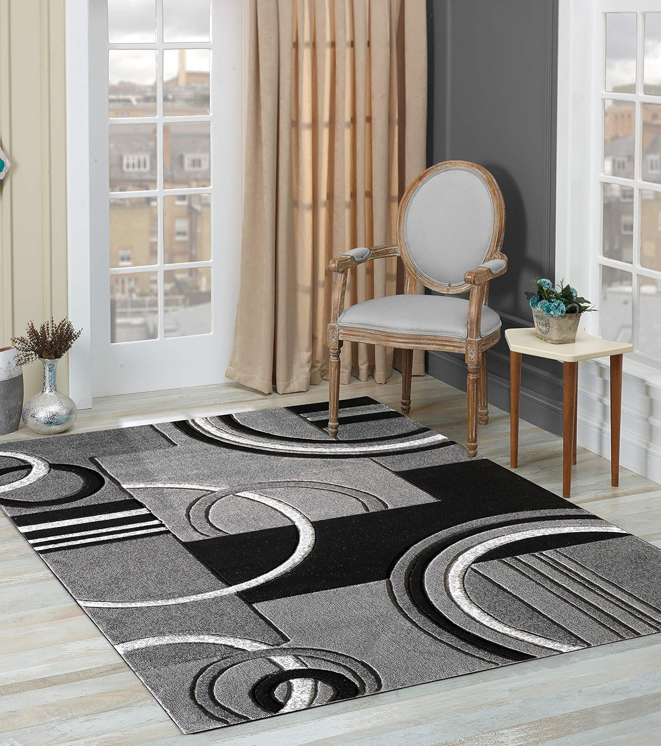 Orren Ellis Area Rug Modern 5X7 Grey Soft Hand Carved Contemporary ...