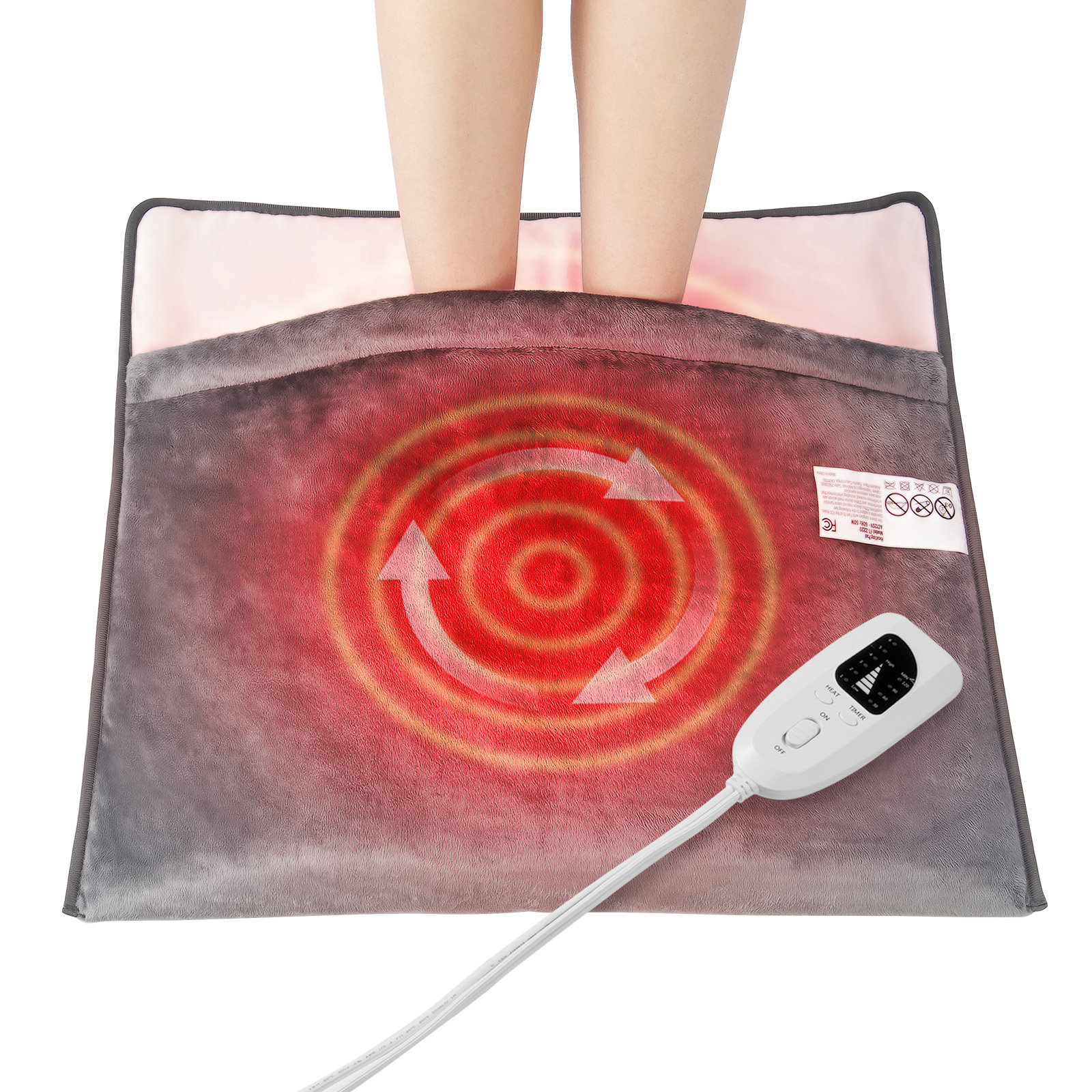 VEVOR Electric Heated Foot Warmer Soft Flannel Foot Heating Pad 21.5" x ...