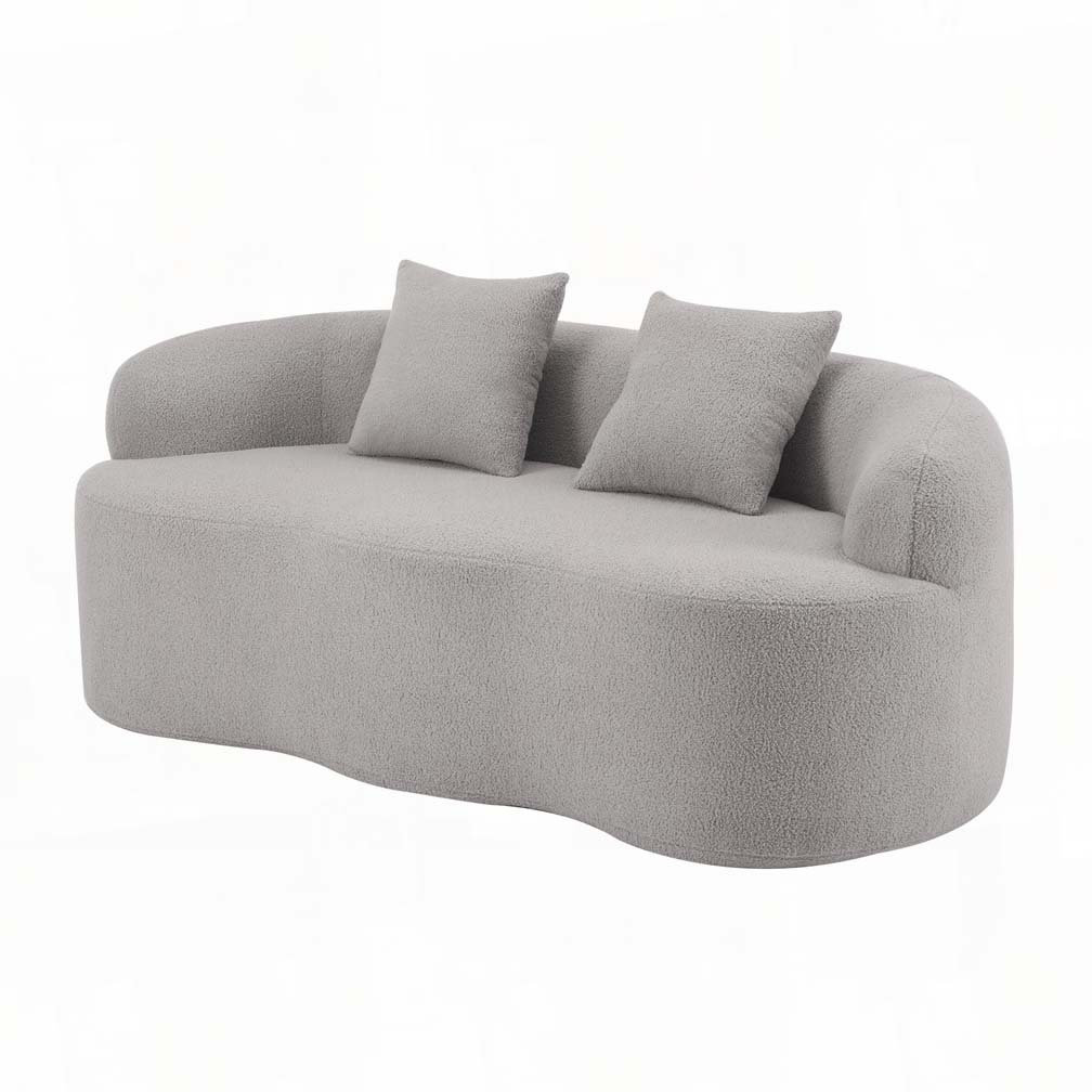 Mercer41 Teddy Velvet Fabric Curved Loveseat | Wayfair