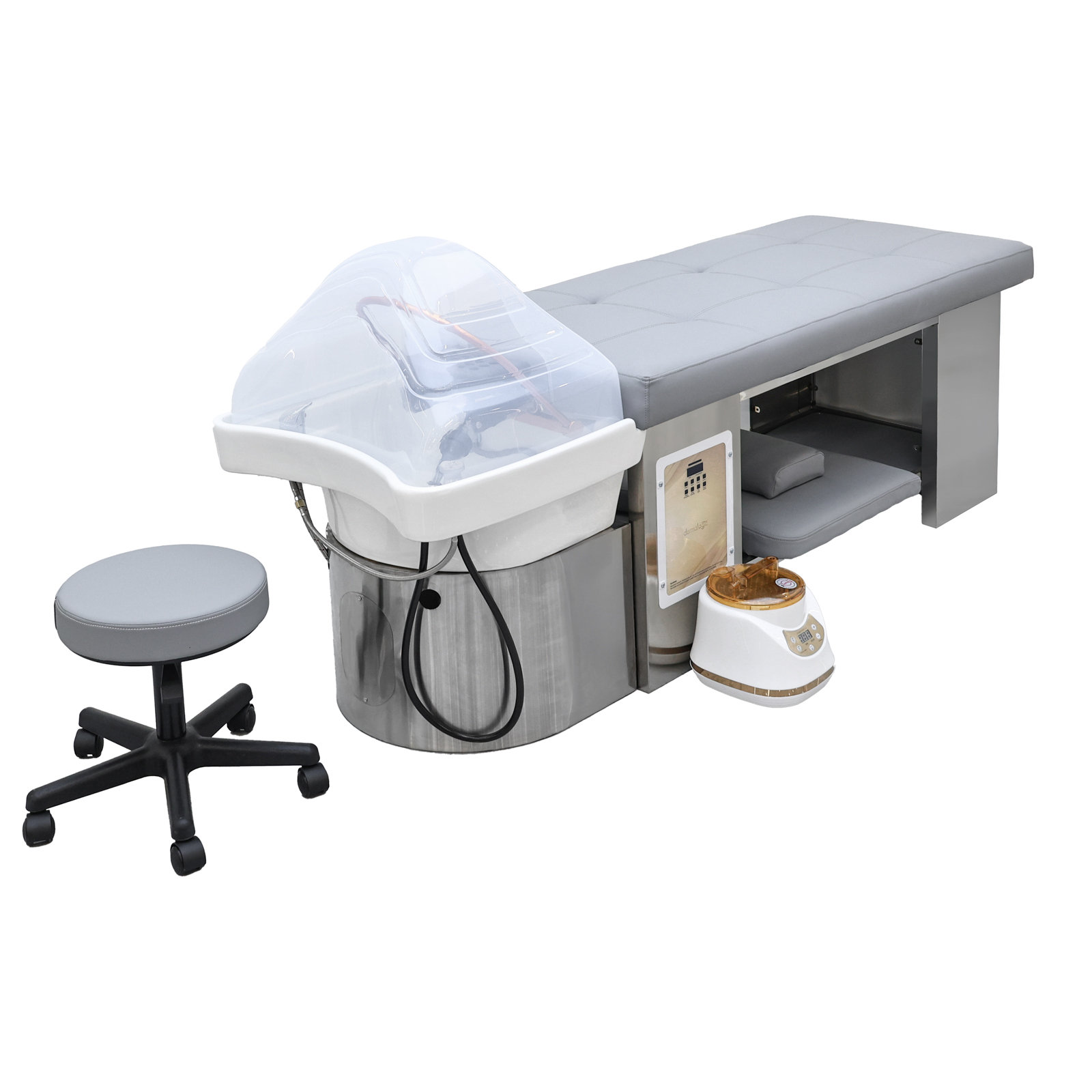 Ivy Bronx Kenzo Economy Head Spa W/ Rolling Stool Grey | Wayfair