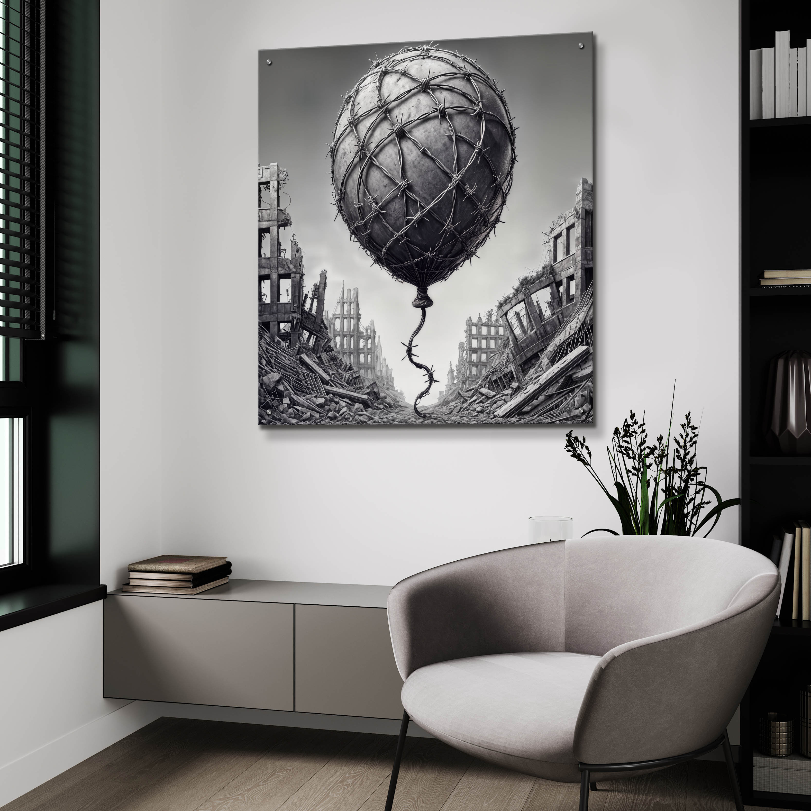 Hokku Designs 'Concrete Balloon' by Rey Klimt Acrylic Glass Wall Art ...