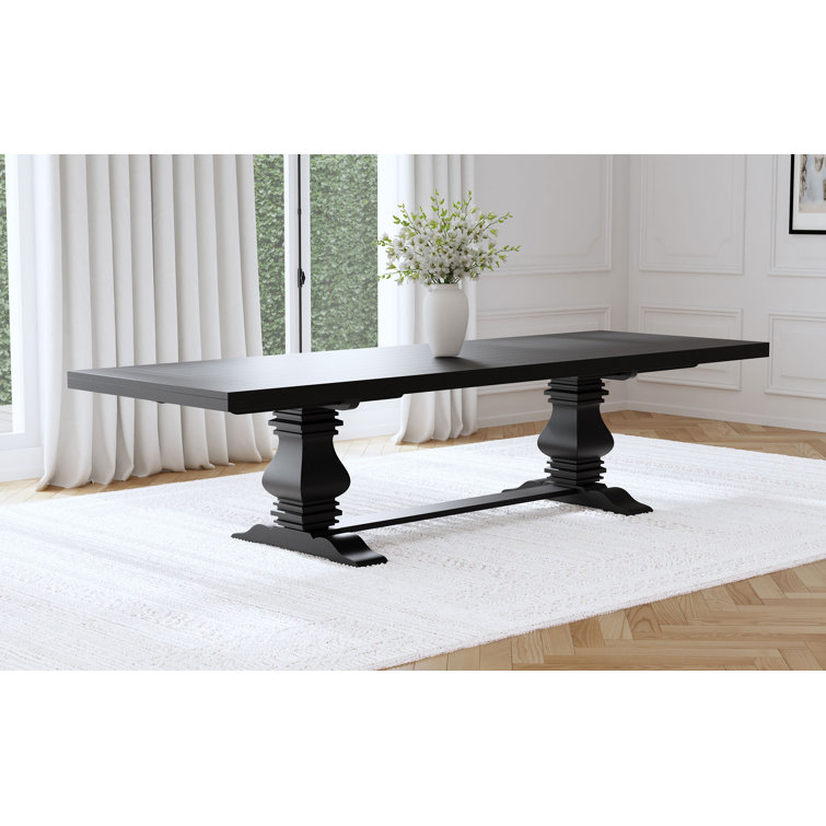 Charlton Home® Edwind 126-Inch Extension Dining Table Distressed Black ...