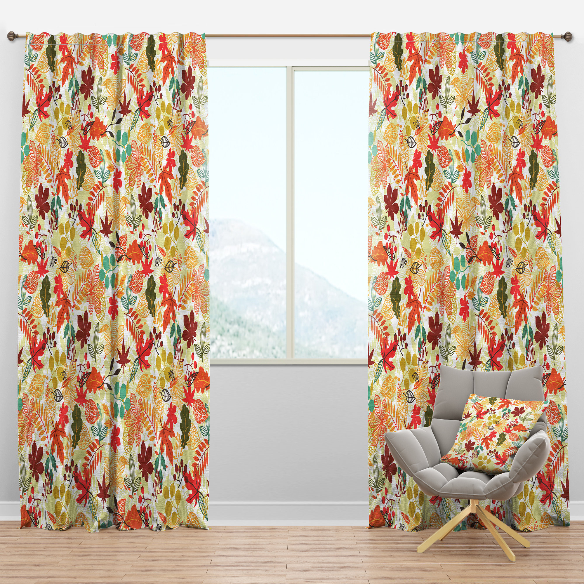 Design Art Pattern with Stylized Autumn Leaves - Modern Curtain ...