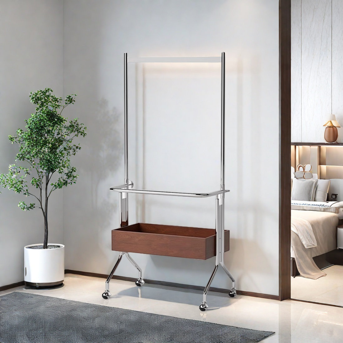 Rebrilliant Bottom Stainless Steel Coat Rack 360° Wheels - Wayfair Canada