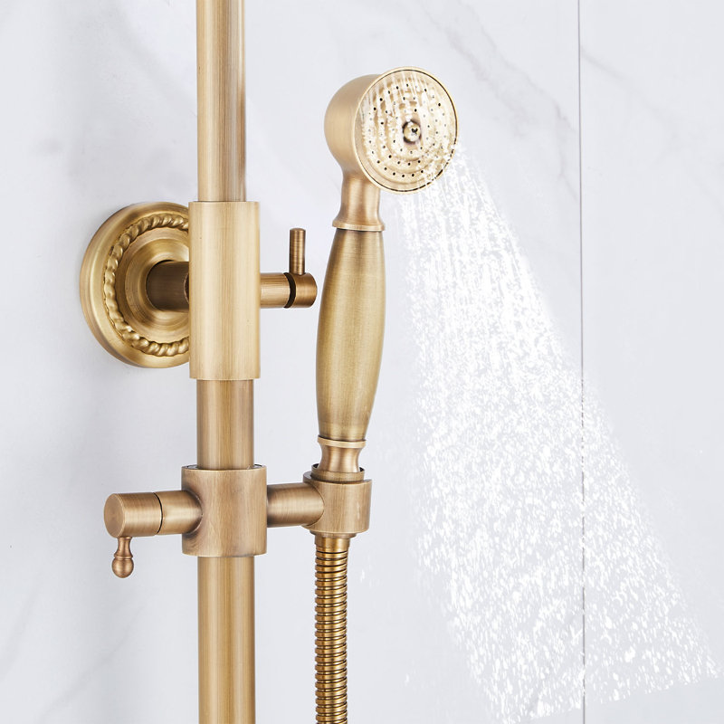 UFINE 9999-ORB Rain Shower System Set 2 Knobs Mixing 8 Inch Round ...