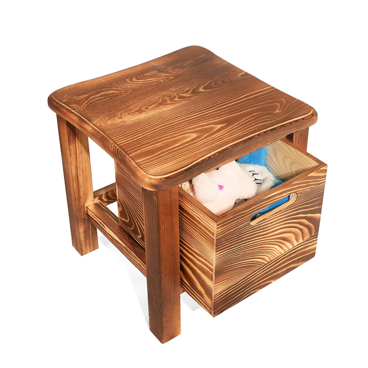 Millwood Pines Dorislee Solid Wood Storage Stool with Drawer, Accent ...