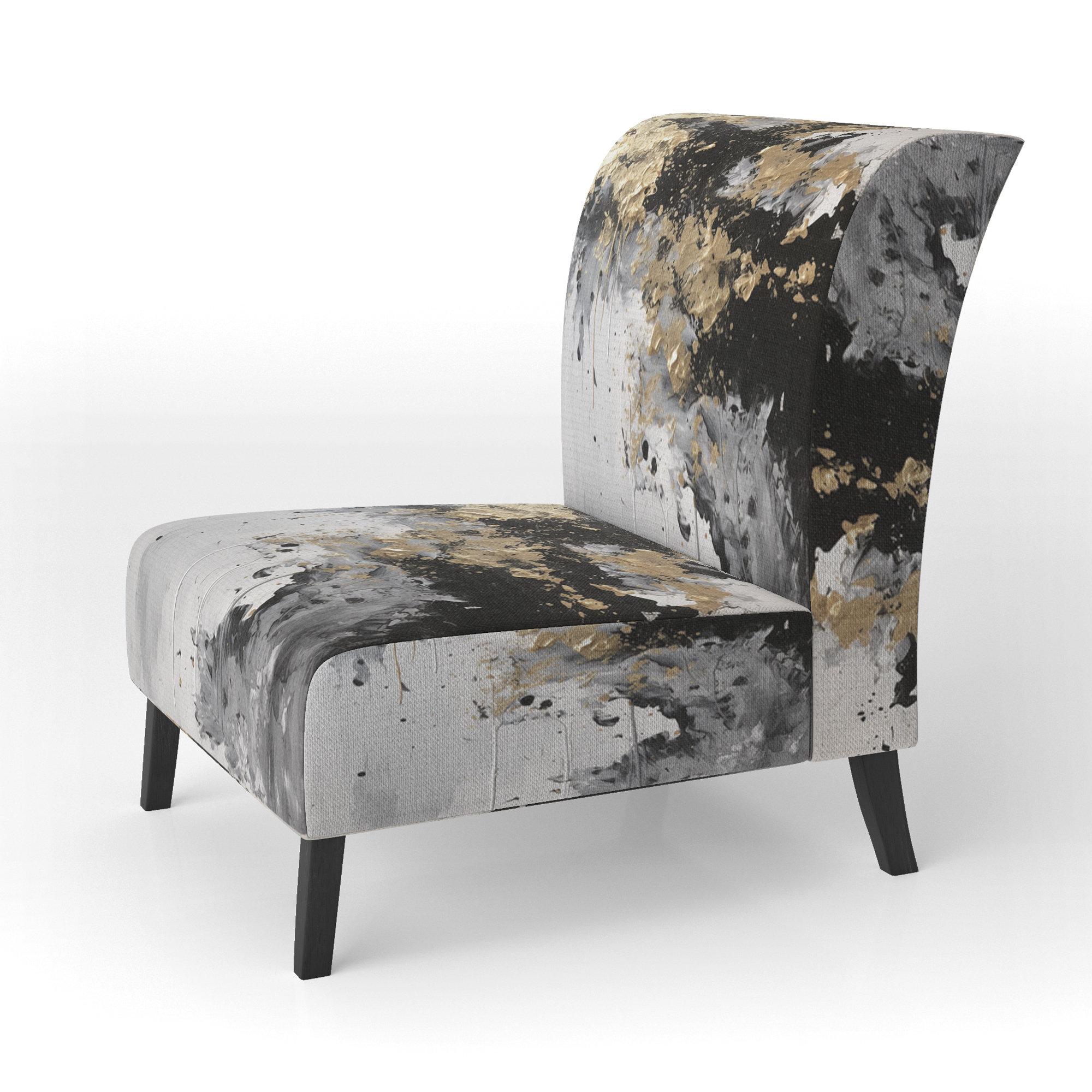 Ivy Bronx Bliss Minimal Abstract Gold And Black II - Upholstered ...